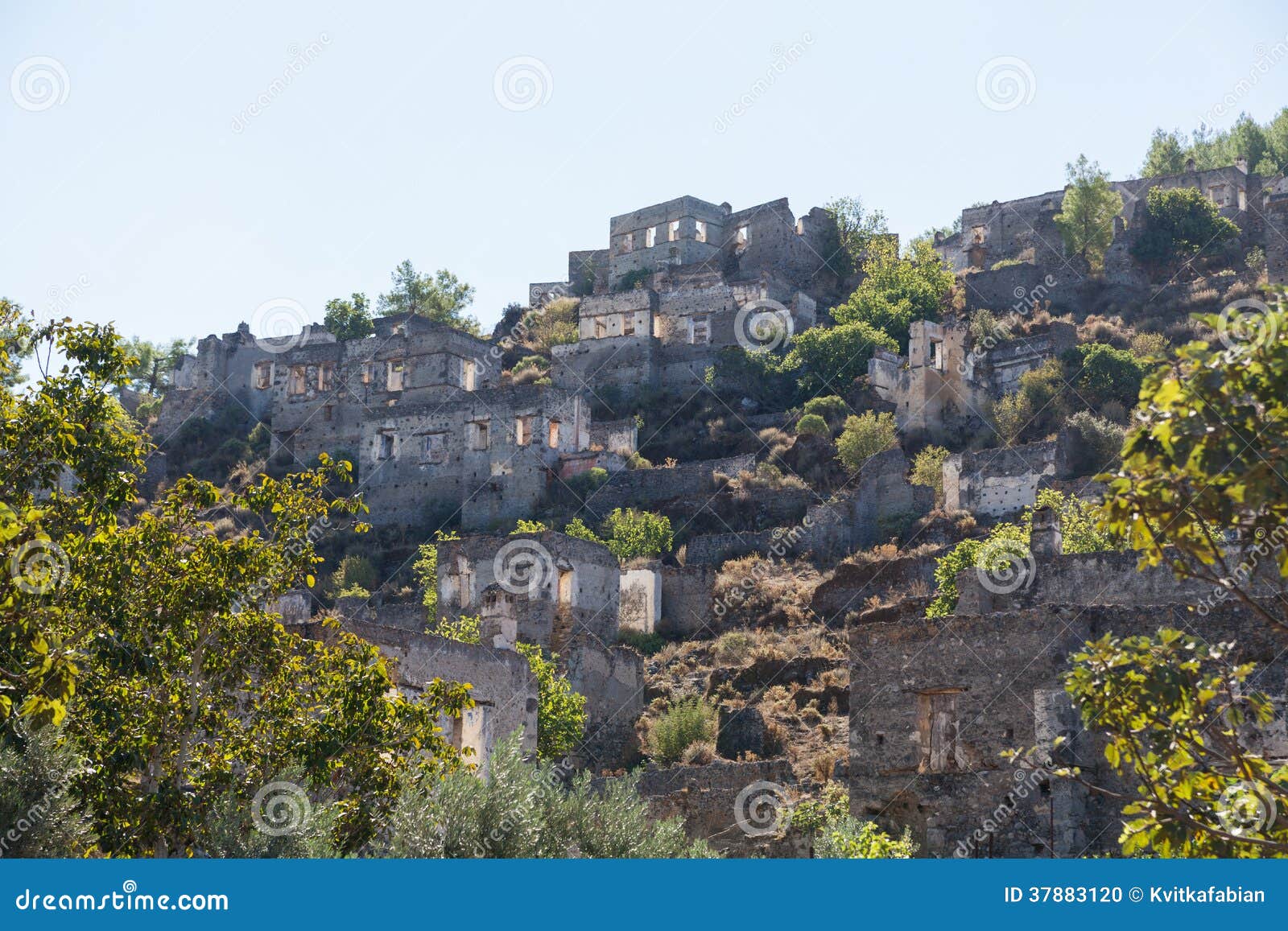 Ghost town of Kayakoy stock photo. Image of historic - 37883120