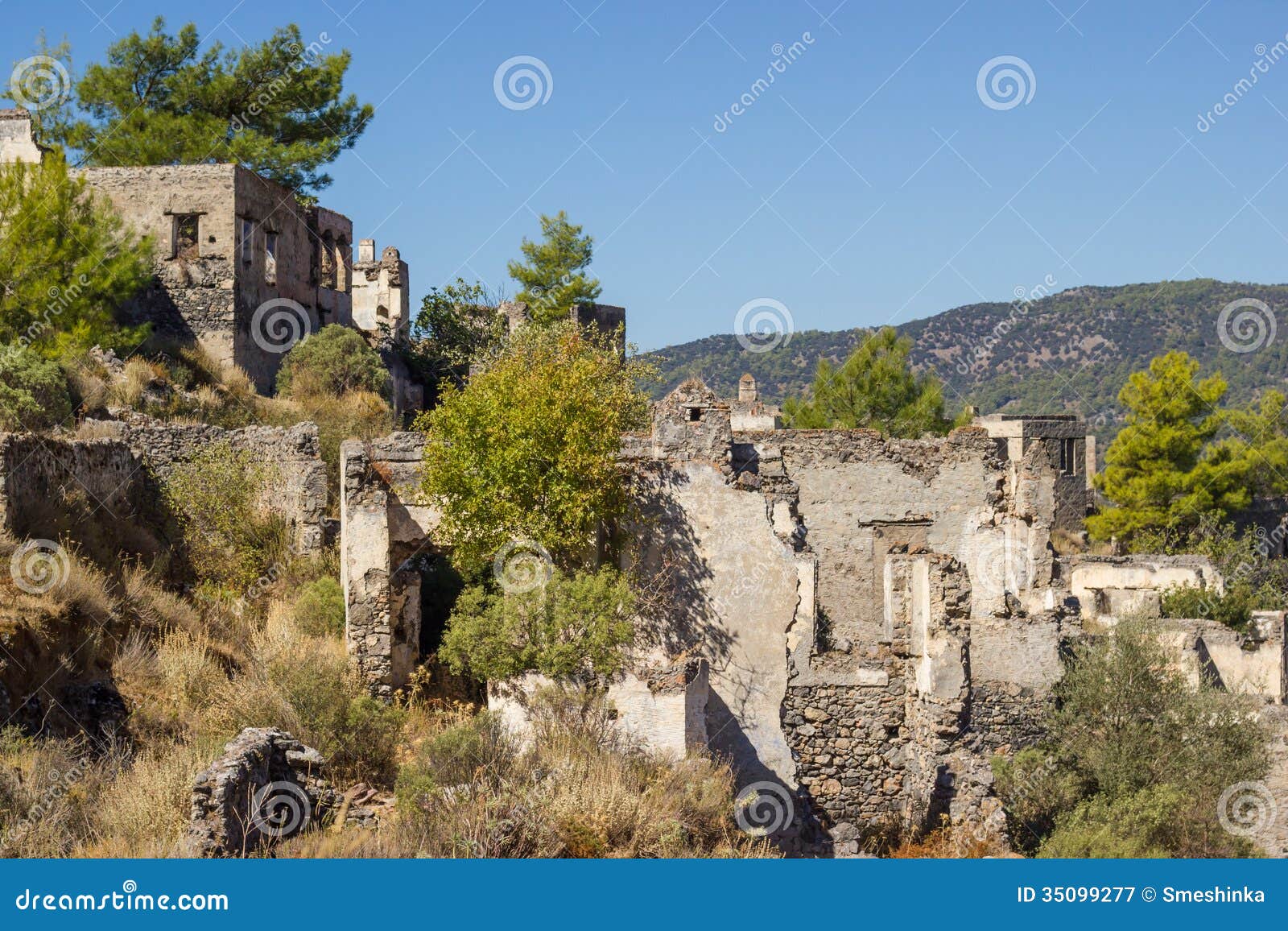 Ghost Town (Kayakoy), Turkey Stock Image - Image of crumbling, rock ...