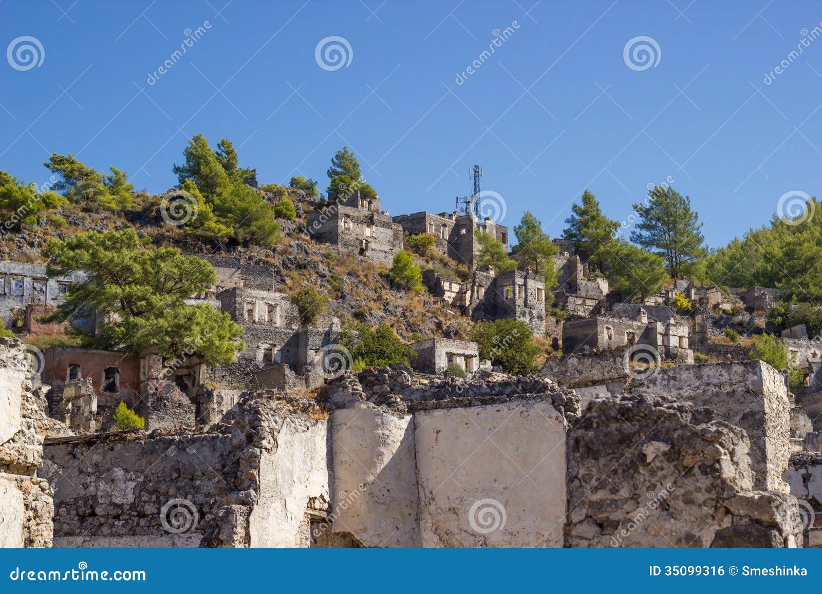 Ghost Town (Kayakoy), Turkey Stock Photo - Image of abandoned, rock ...