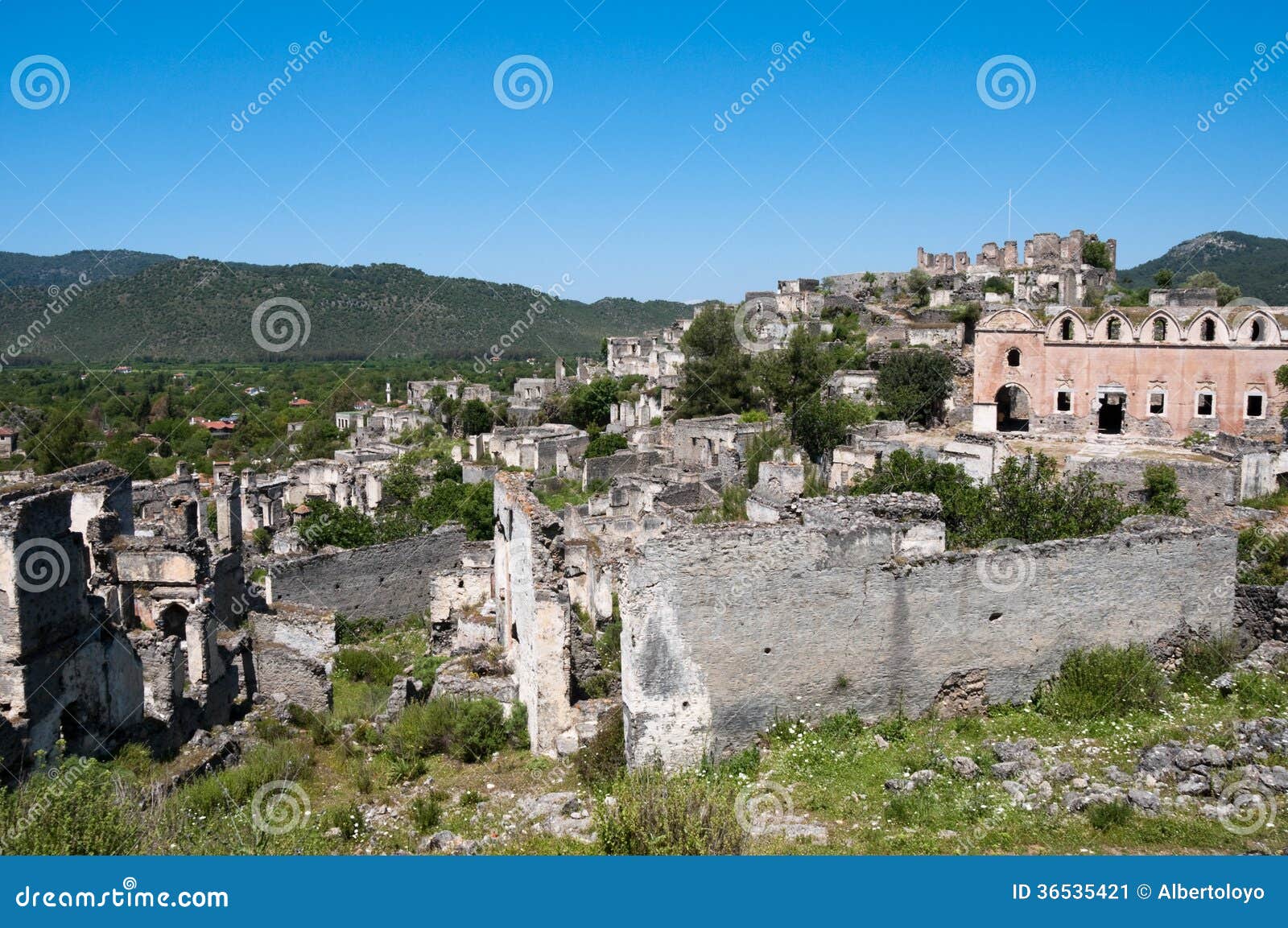 Ghost Town of Kayakoy, Turkey Stock Image - Image of empty, mountain ...
