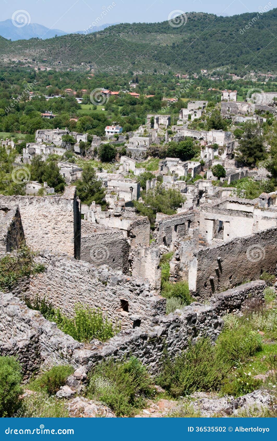 Ghost Town of Kayakoy, Turkey Stock Photo - Image of ruins, vanishing ...