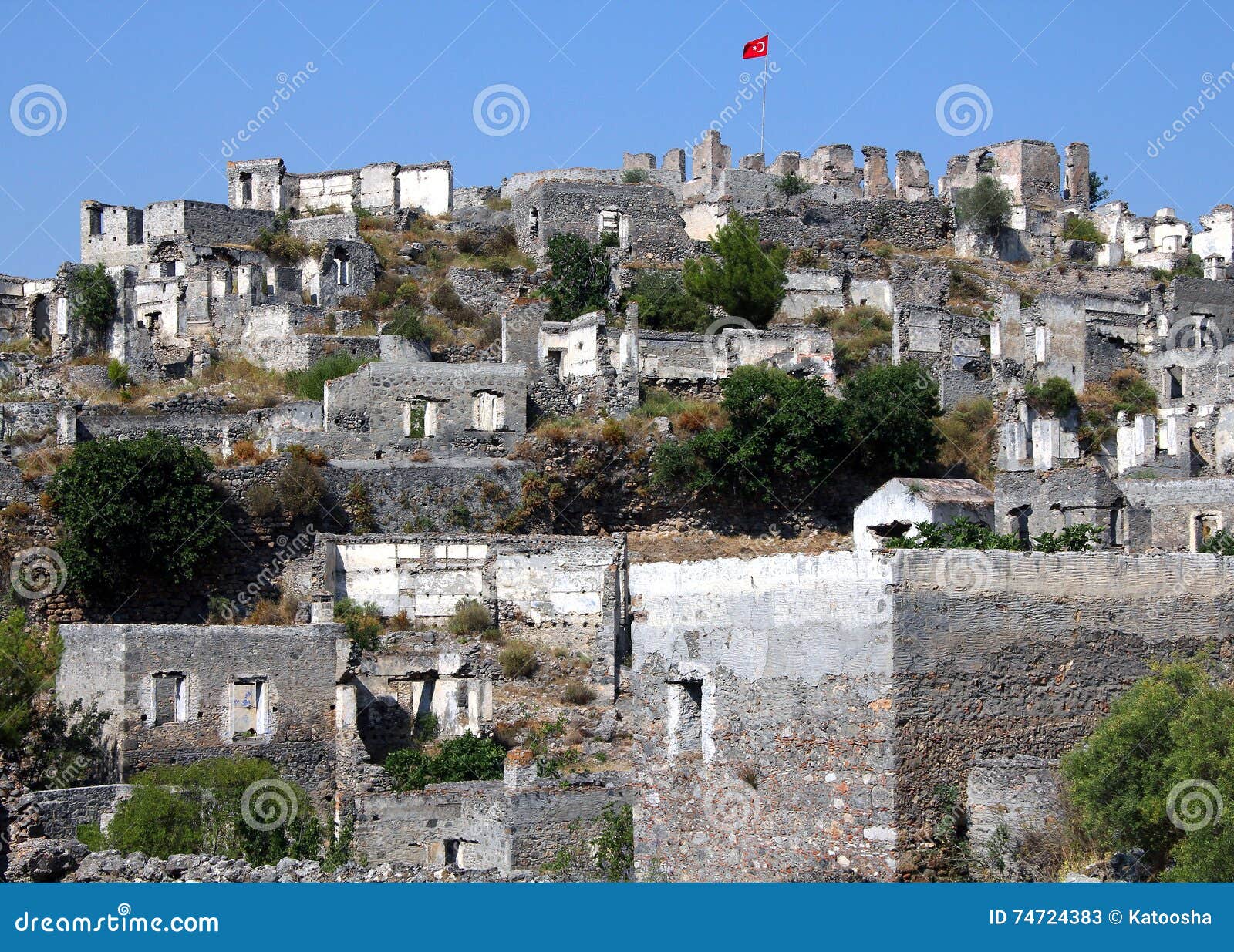 Ghost Town of Kayakoy (Turkey) Stock Image - Image of fethiye, church ...