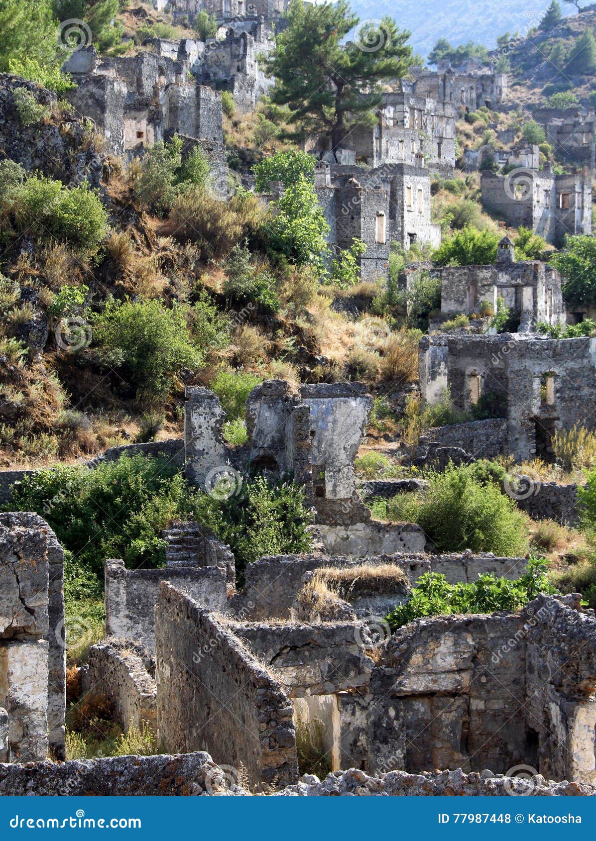 Ghost Town of Kayakoy Turkey Stock Photo - Image of crumbling, heritage ...