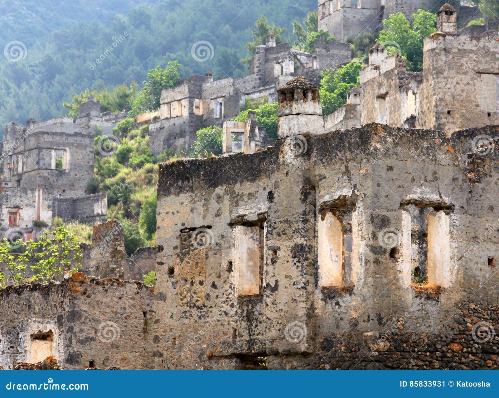 Ghost Town of Kayakoy Turkey Stock Image - Image of desolate, brick ...