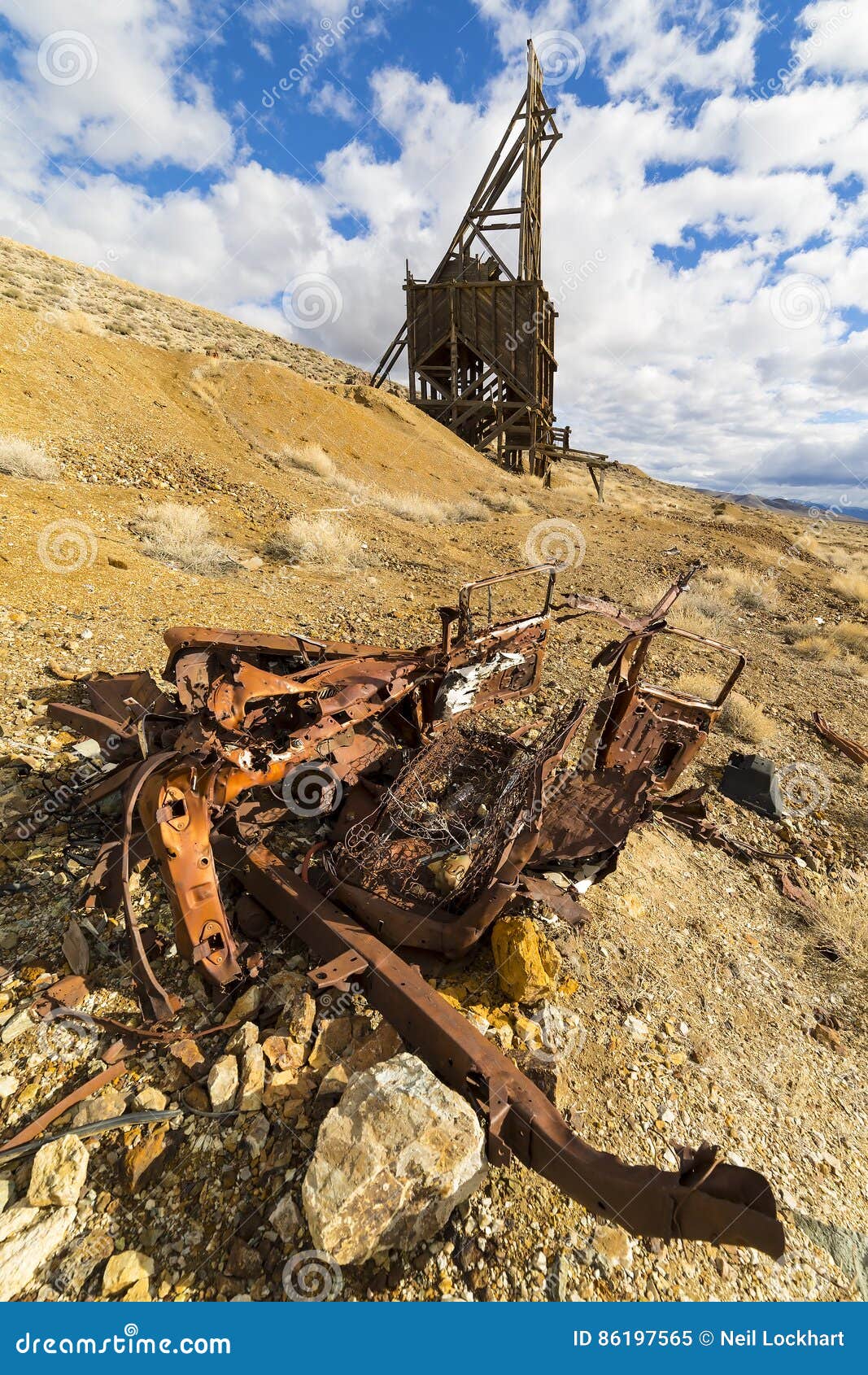 Ghost Town Mining Head Frame in the Nevada Desert Stock Image - Image ...