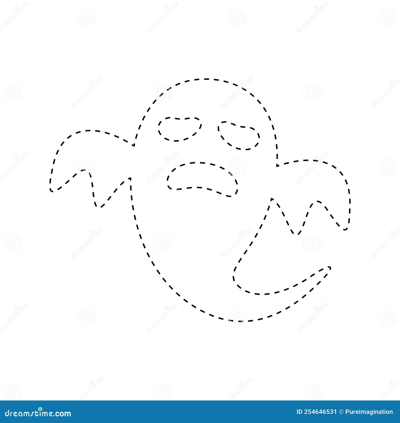 Ghost Tracing Worksheet for Kids Stock Vector - Illustration of kids ...
