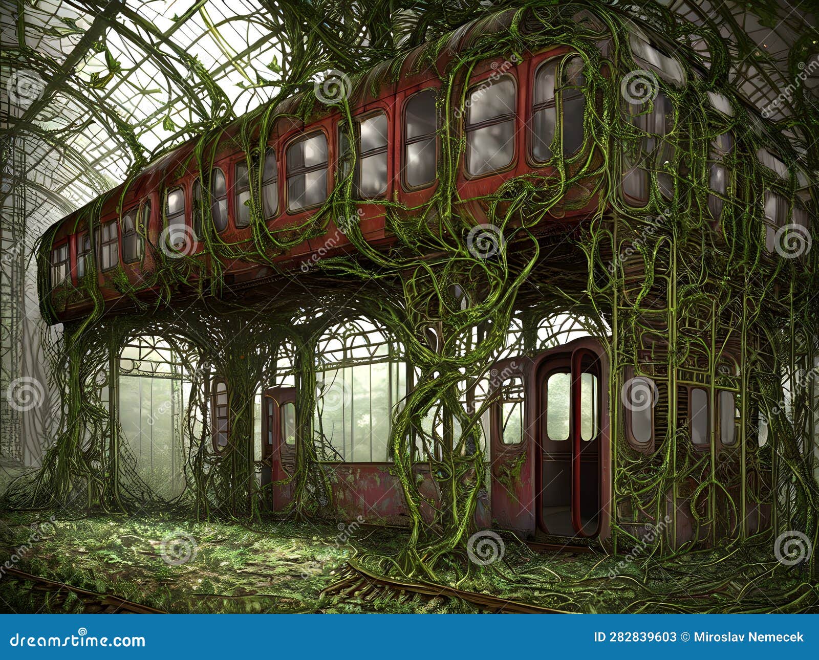 Ghost Train Lost in Jungle, Generative AI Illustration Stock Illustration - Illustration of ...