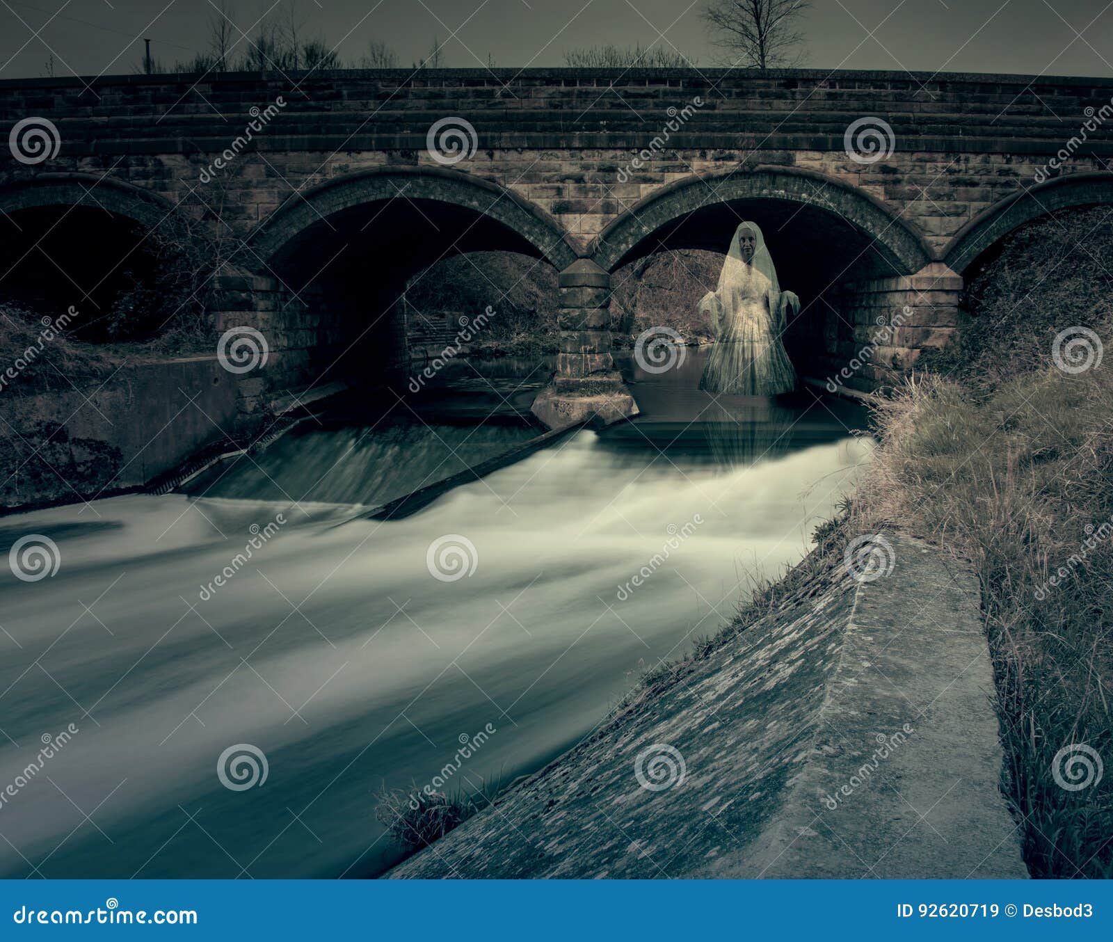 Ghost Under River Bridge stock image. Image of fright - 92620719