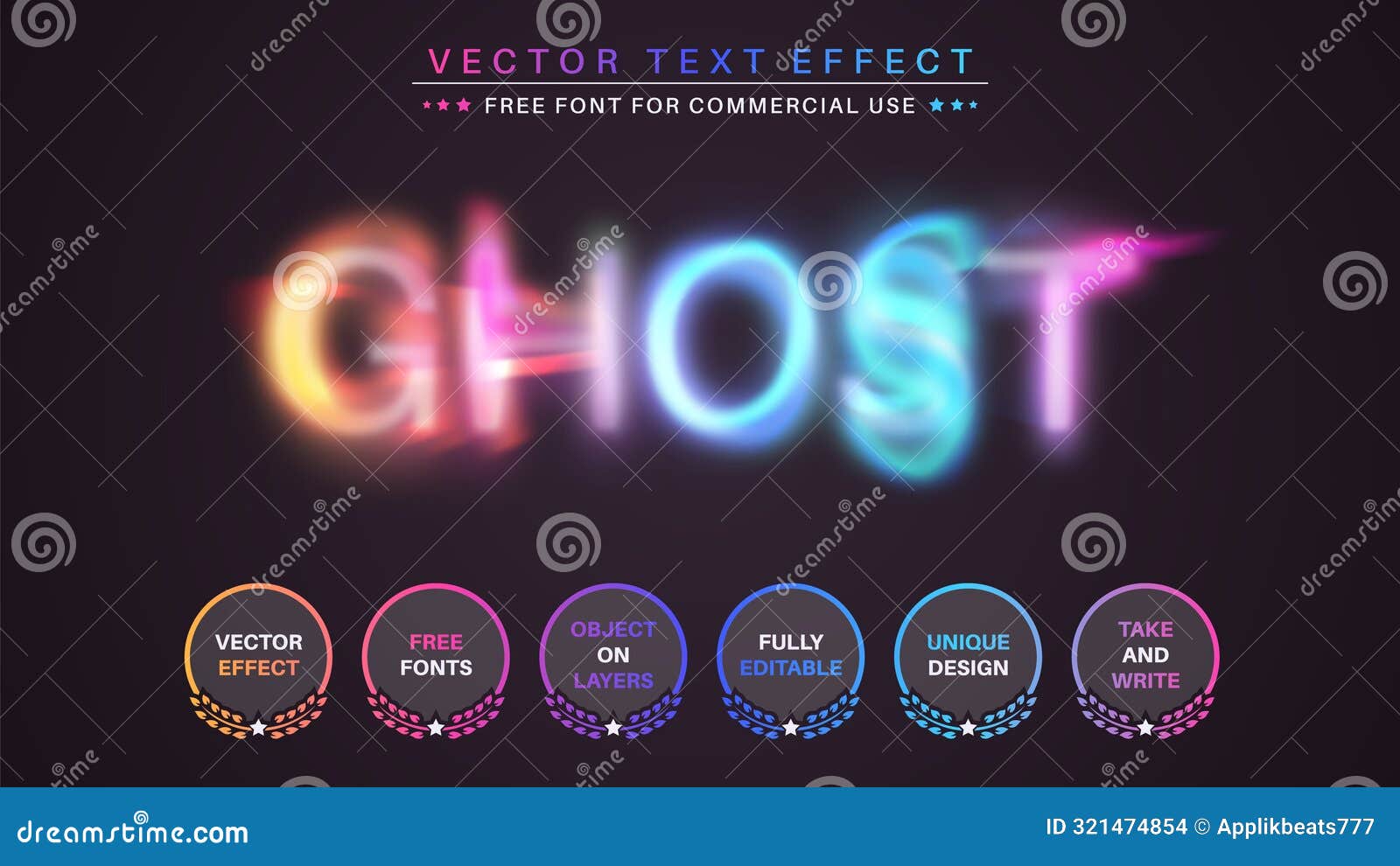 Ghost Unicorn - Editable Text Effect, Font Style Stock Vector - Illustration of glow, flicker ...