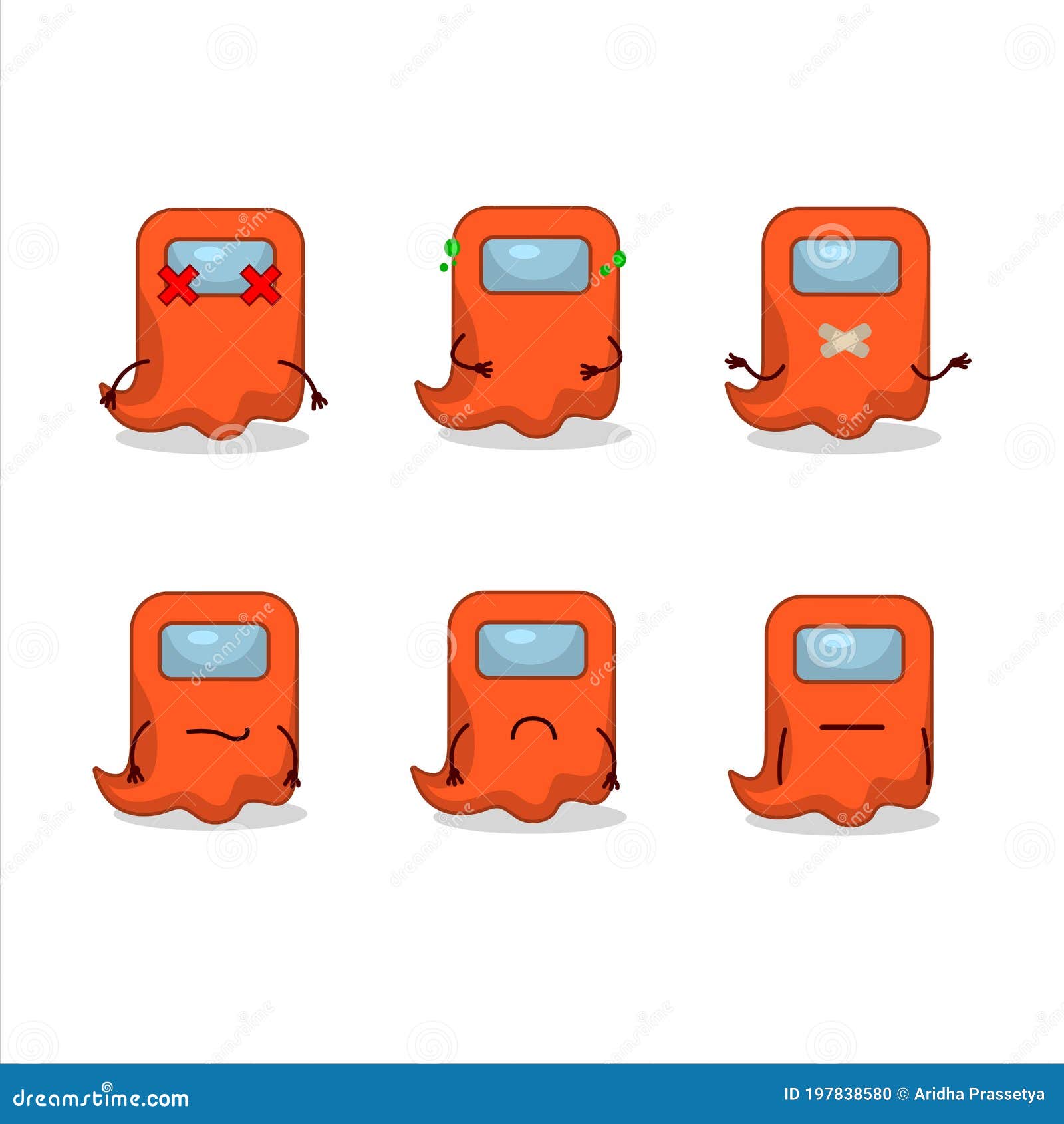 Ghost among Us Orange Cartoon Character with Nope Expression Stock ...