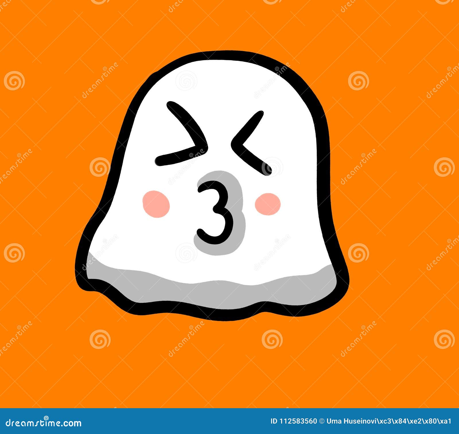 Ghost Kiss One Eye Cat Mouth Uwu Face Vector Illustration ...