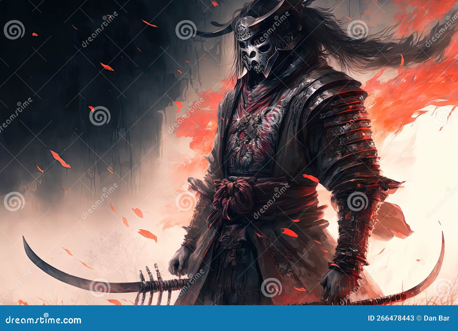 Ghost Warrior Samurai In Heavy Armour. Ronin Samurai Fantasy Character ...