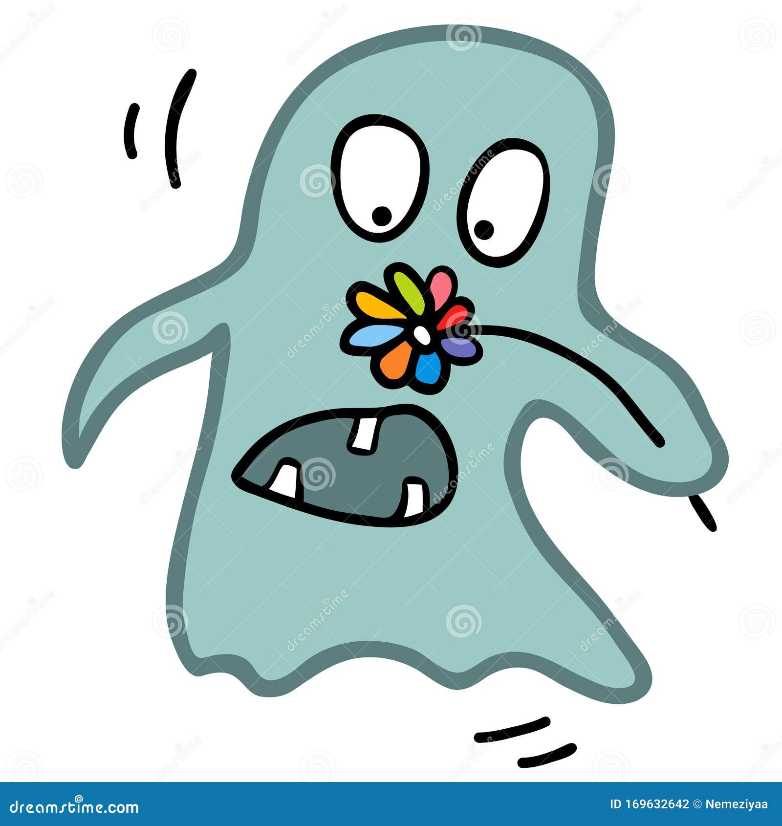 Scared Ghost. Cartoon Illustration. Stock Vector - Illustration of ...