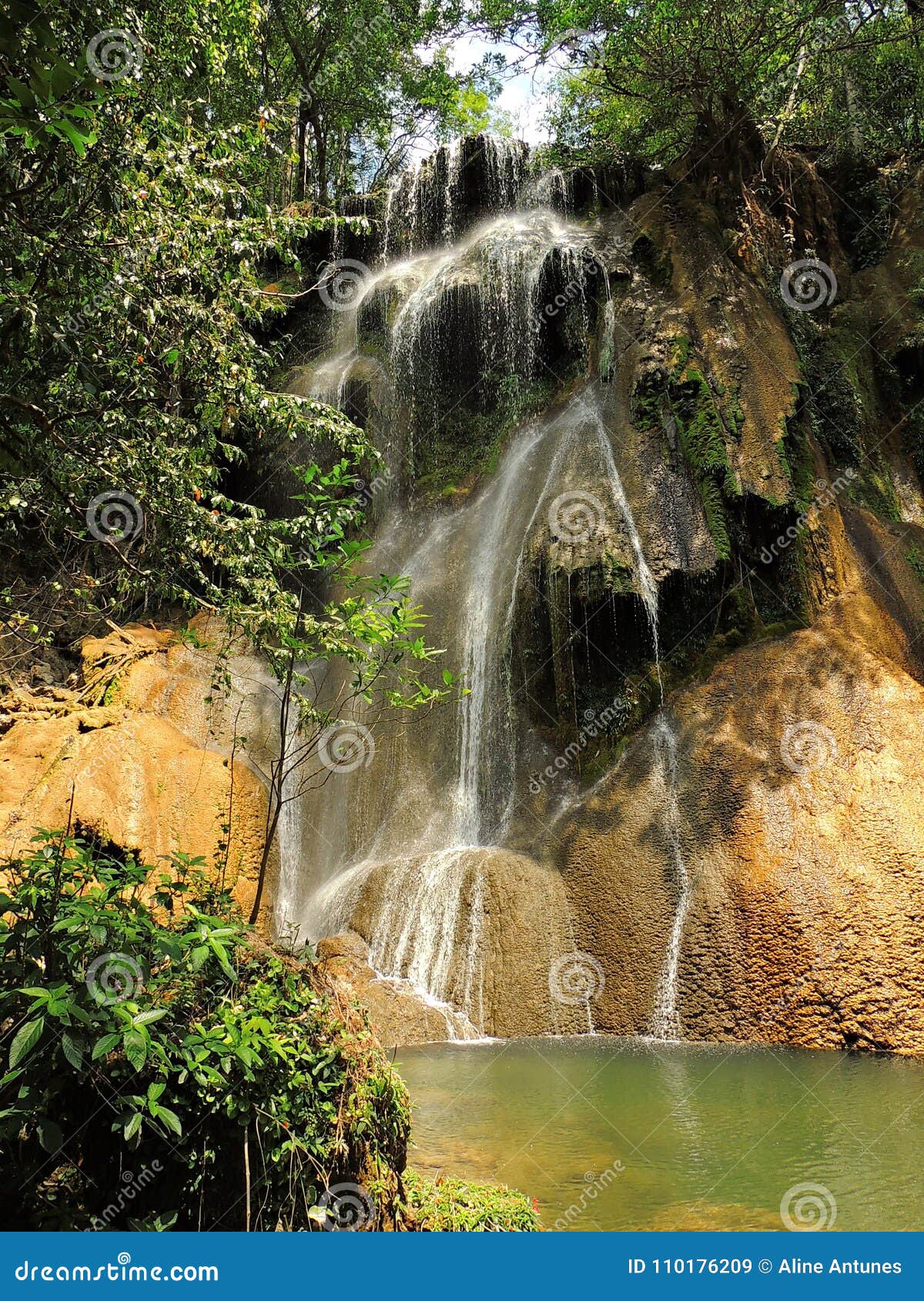 Waterfall in the Middle of the Forest Stock Image - Image of water ...