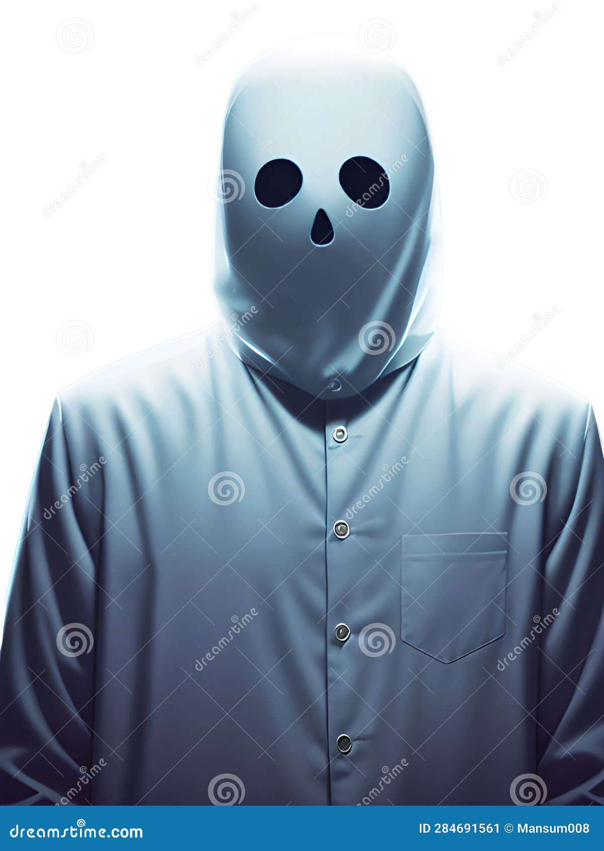Ghost with White Hood on White Background, Ai Generated Stock ...