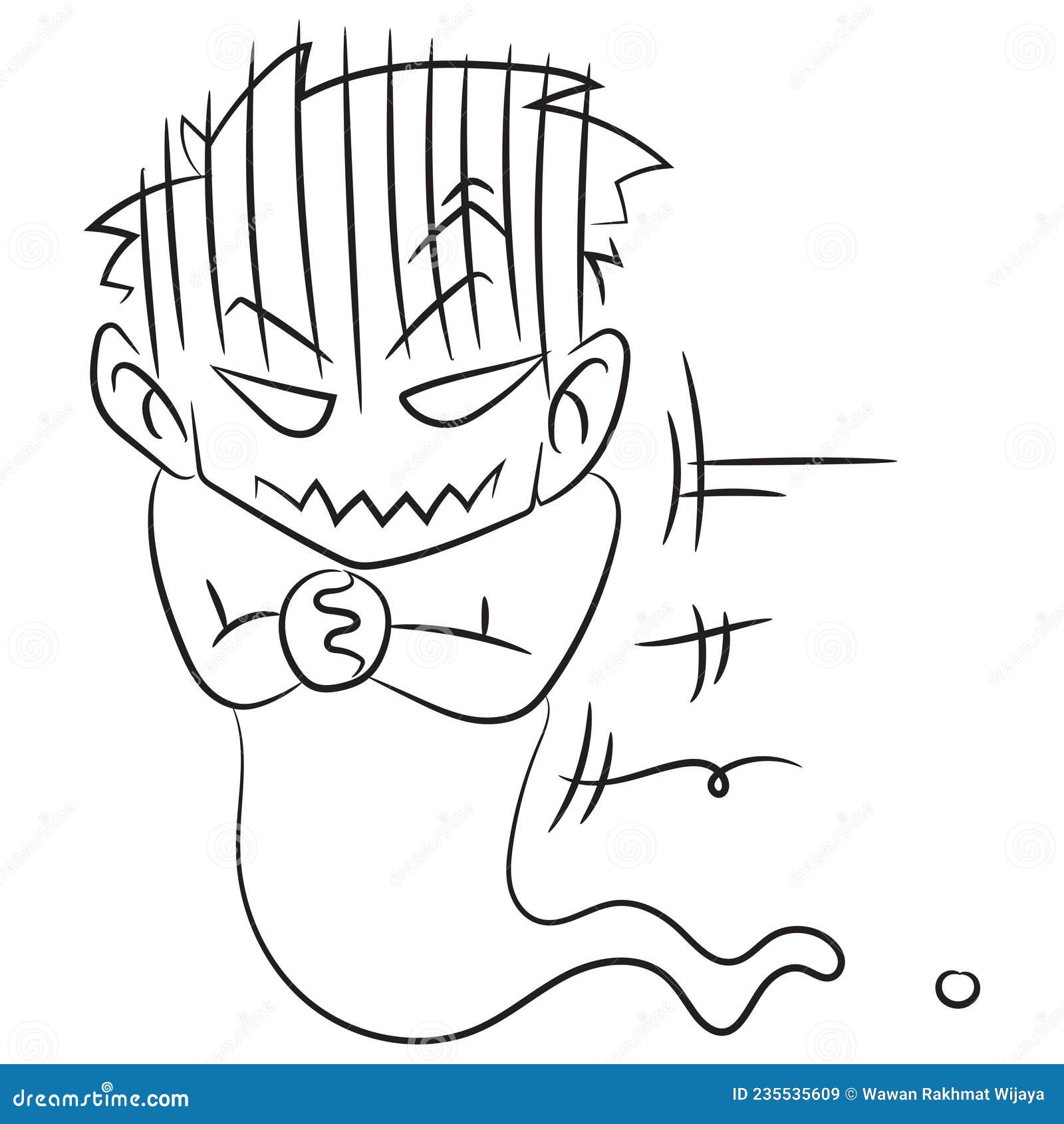 A Ghost Who is Contemplating an Evil Plan while Floating Stock Vector ...