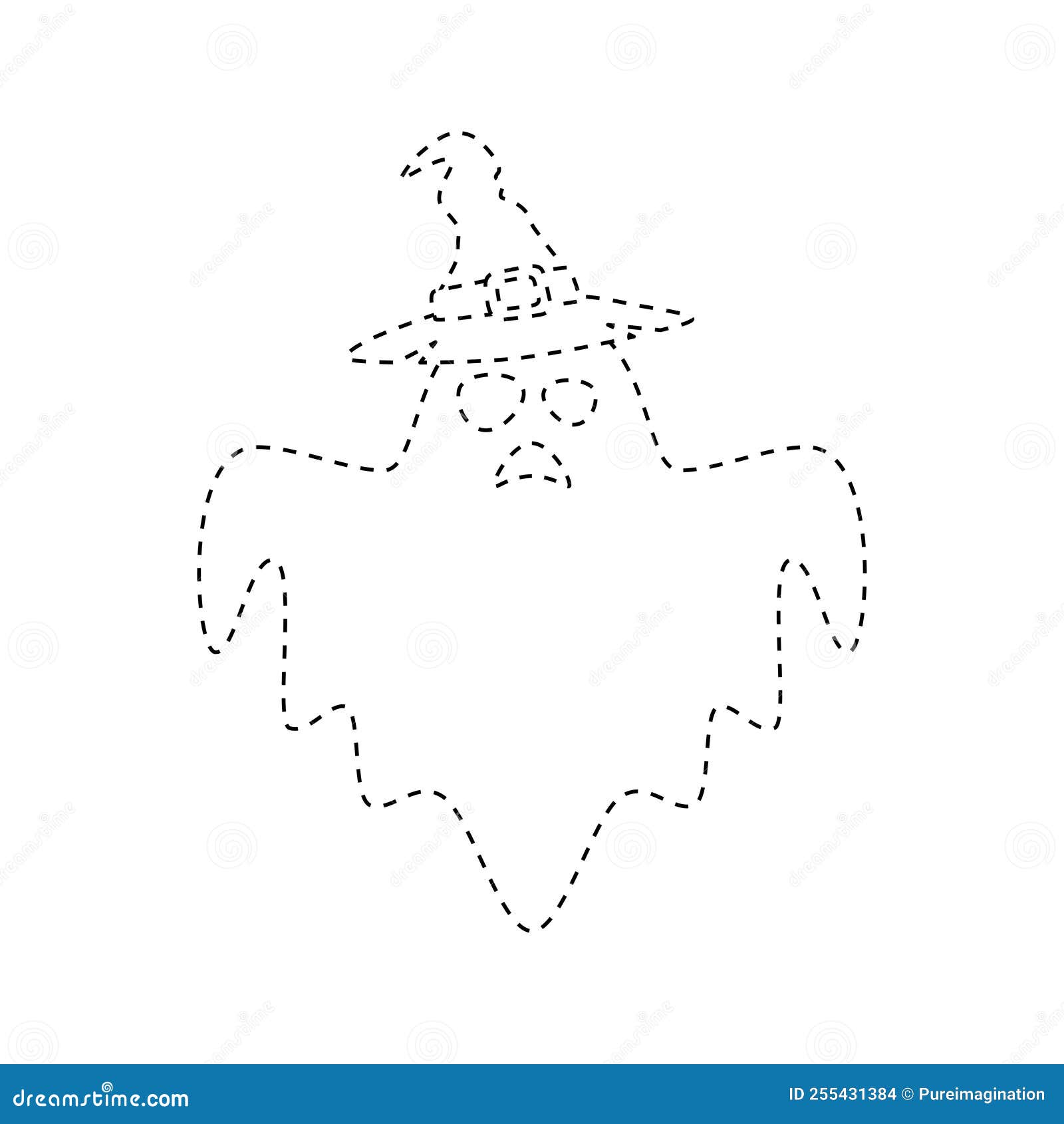 Ghost with Witch Hat Tracing Worksheet for Kids Stock Vector ...