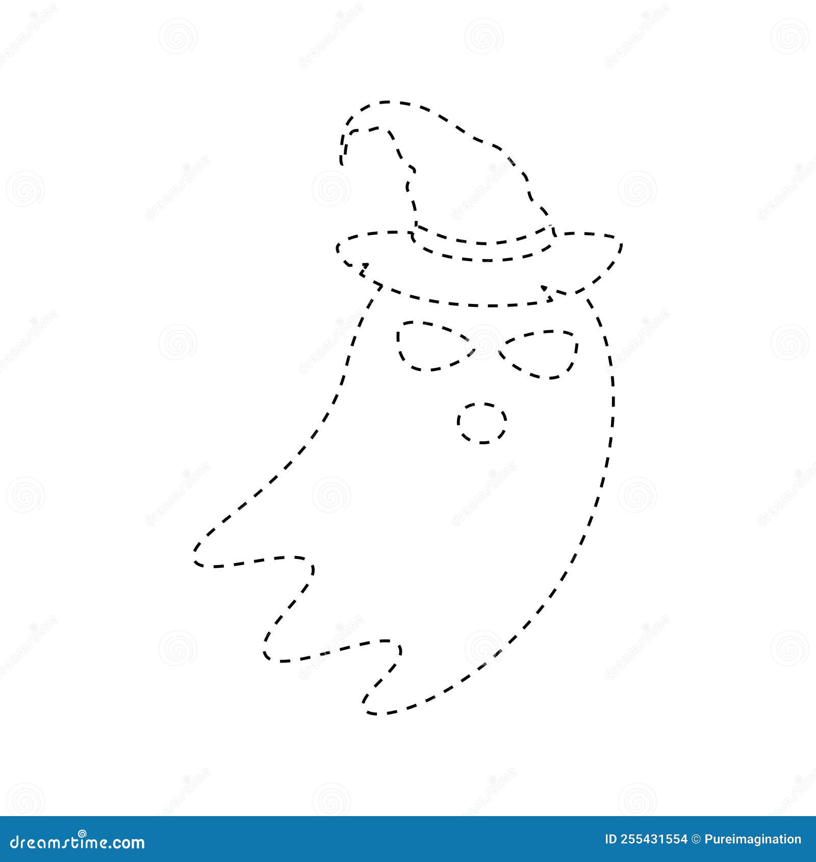 Ghost with Witch Hat Tracing Worksheet for Kids Stock Vector ...
