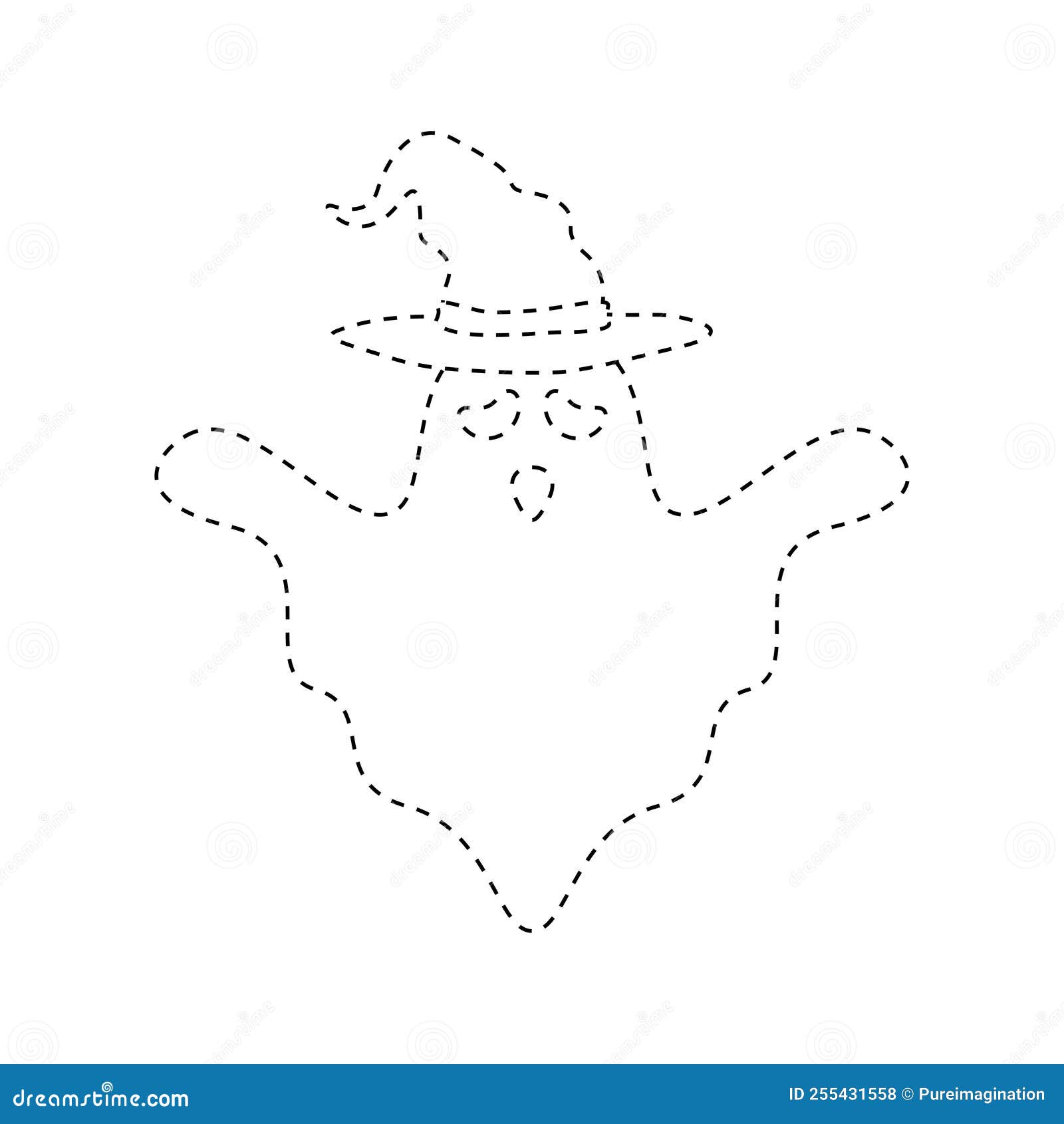 Ghost with Witch Hat Tracing Worksheet for Kids Stock Vector ...