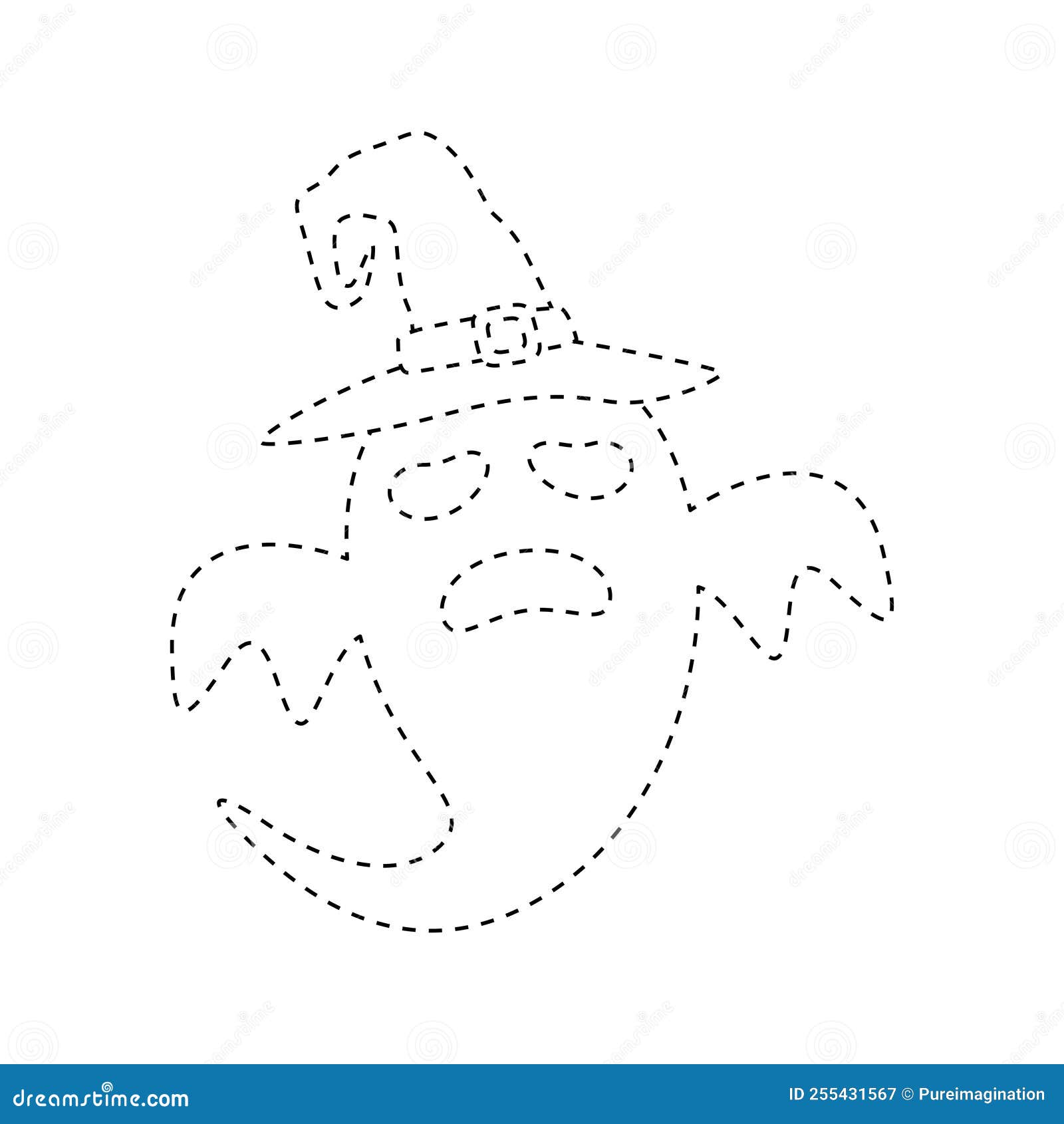 Ghost with Witch Hat Tracing Worksheet for Kids Stock Vector ...