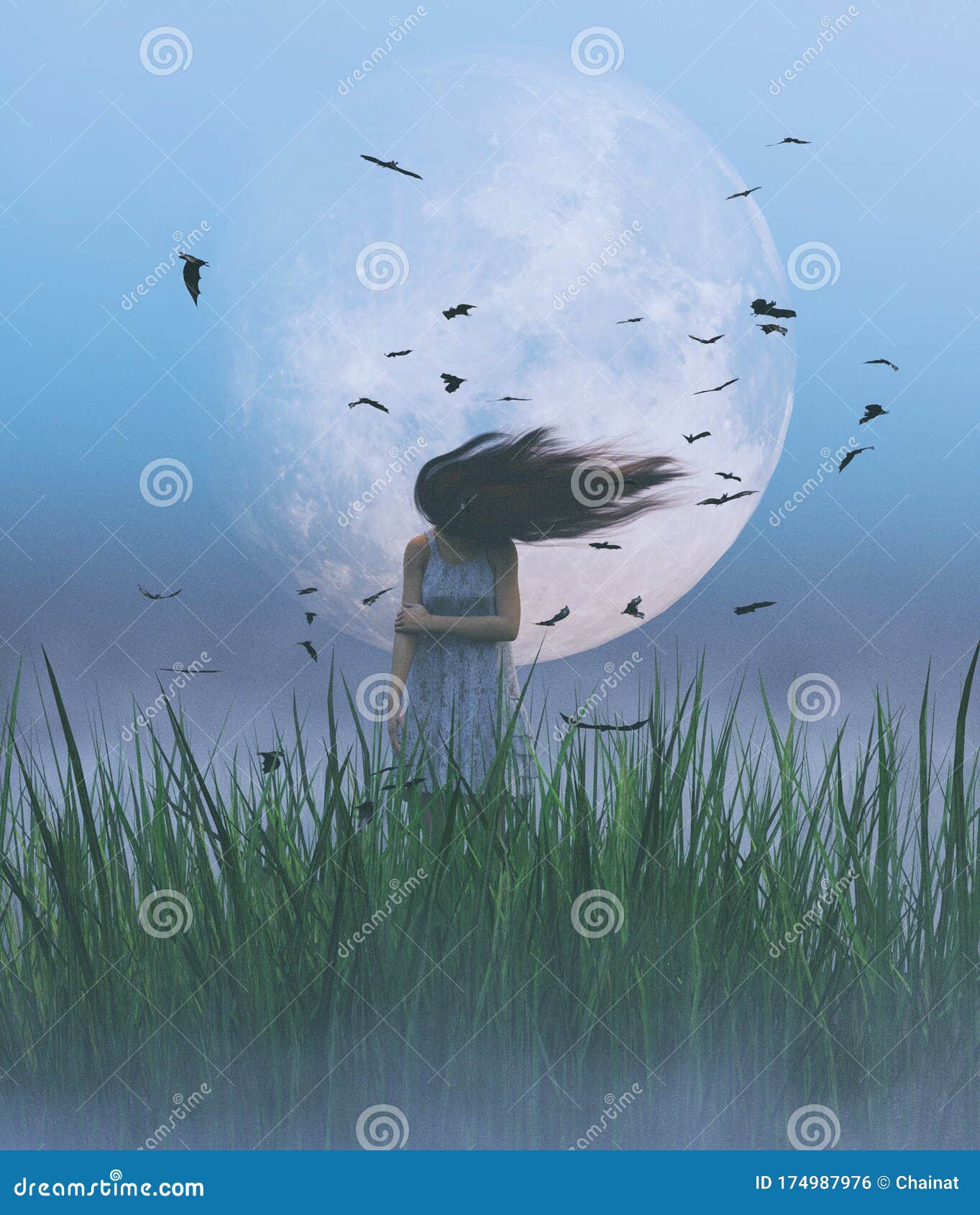 Ghost Woman Screaming In The Woods Stock Illustration | CartoonDealer ...