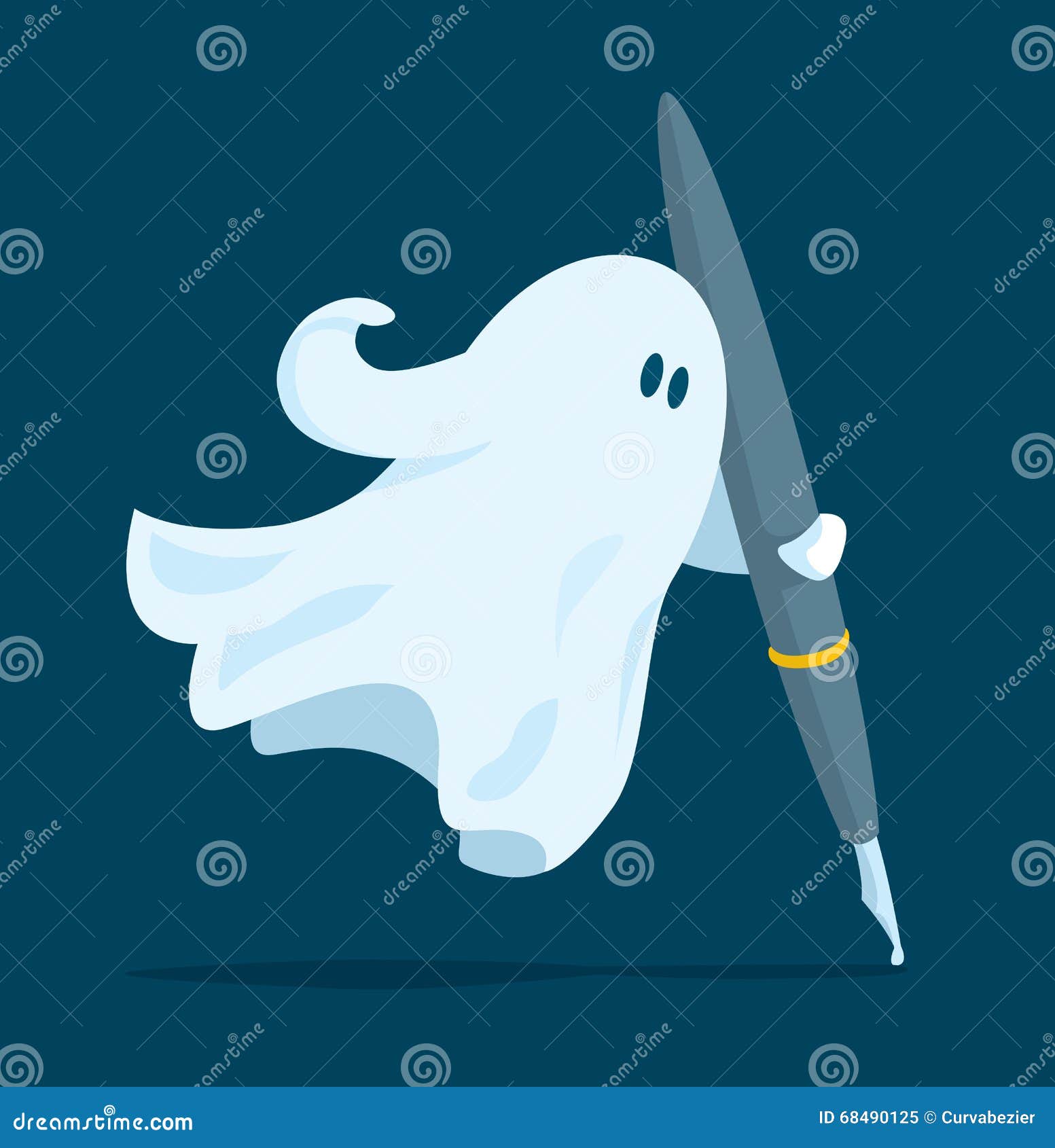Ghost Writer Text And Illustration Isolated With Black Background Image ...