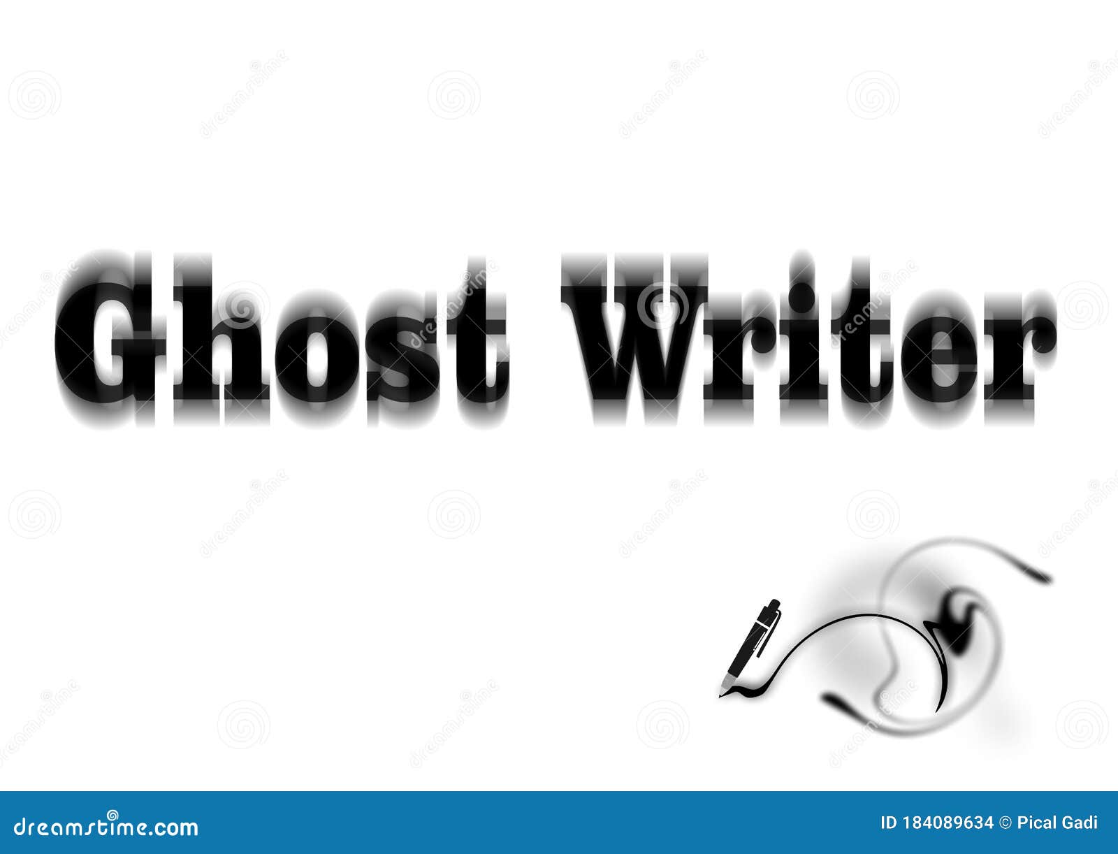 Ghost Writer Text and Illustration Isolated with White Background Image ...