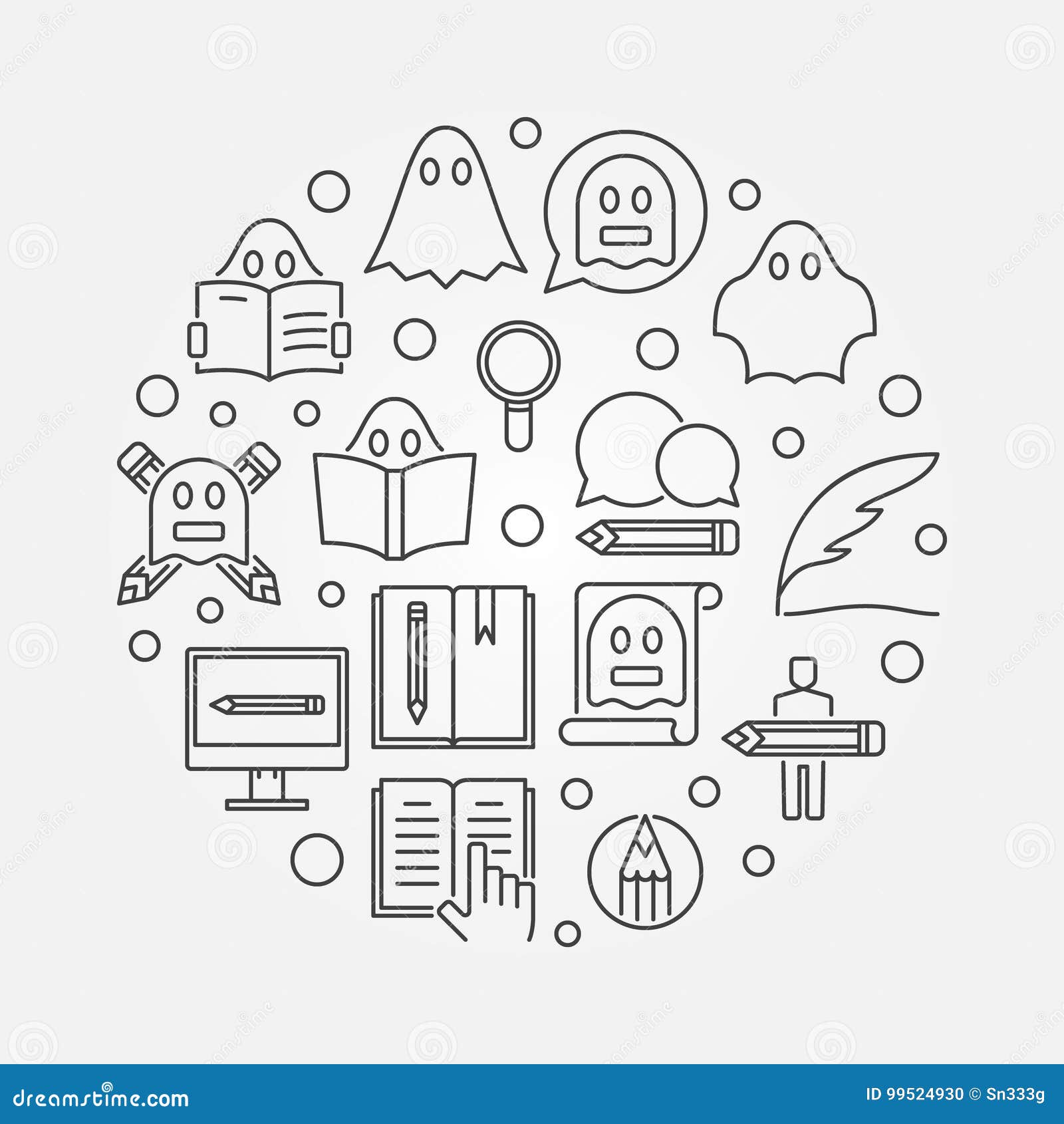 Ghost Writing Round Illustration Stock Vector - Illustration of modern ...