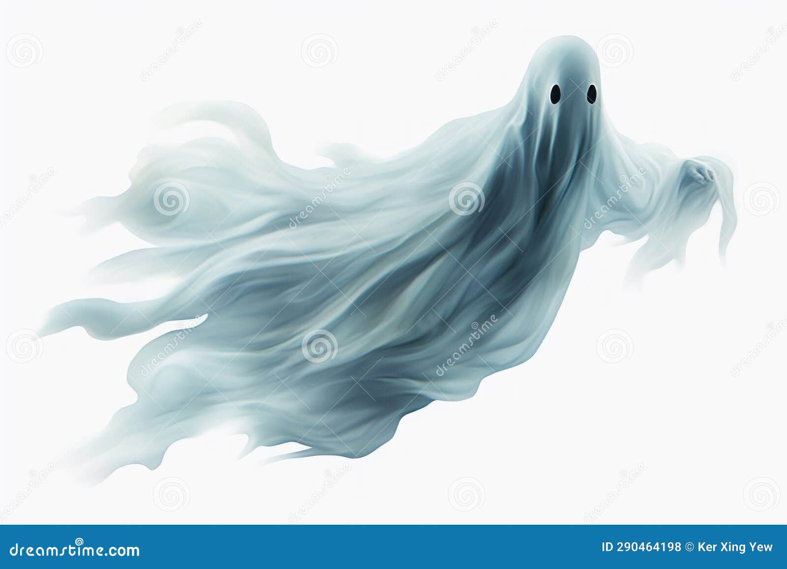 Ghostly Apparition Floating on a White Background Stock Illustration ...