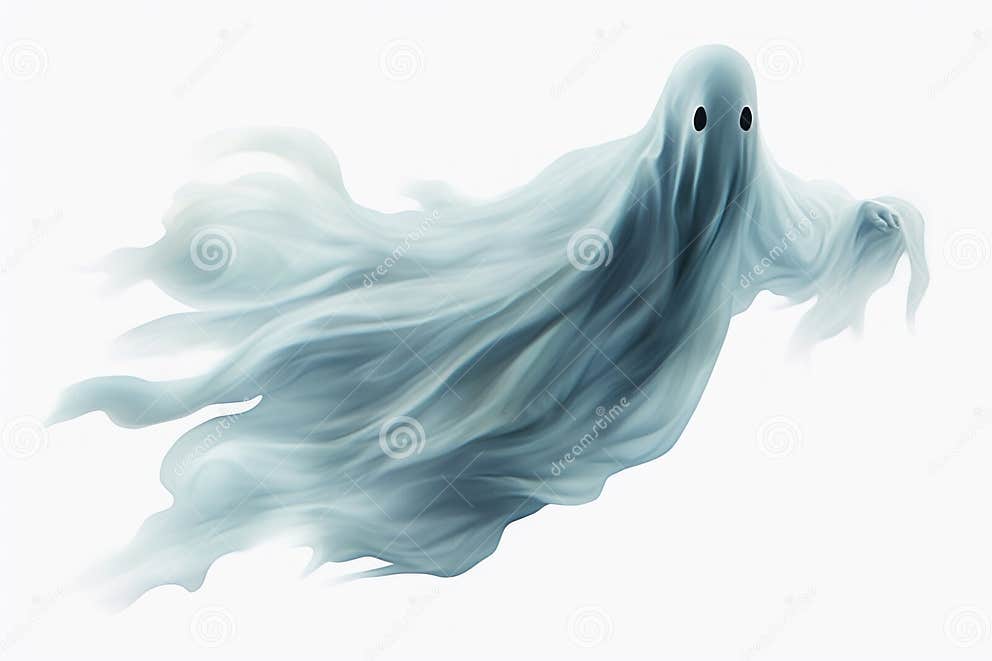 Ghostly Apparition Floating on a White Background Stock Illustration ...
