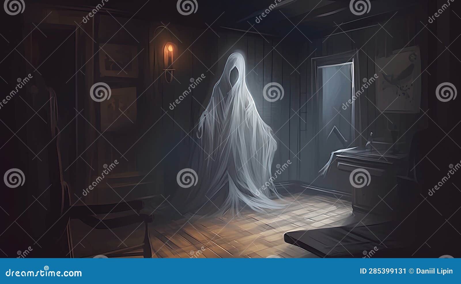 Frightening Apparition Of Ghost On Haunted House Investigation AI ...