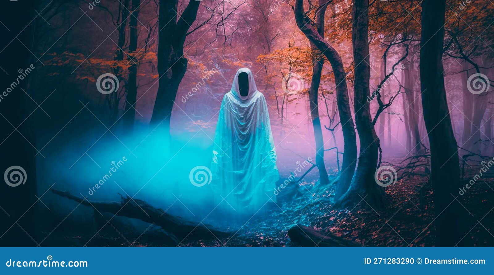 Ghostly Apparitions in Misty Forest Generative AI Stock Illustration ...