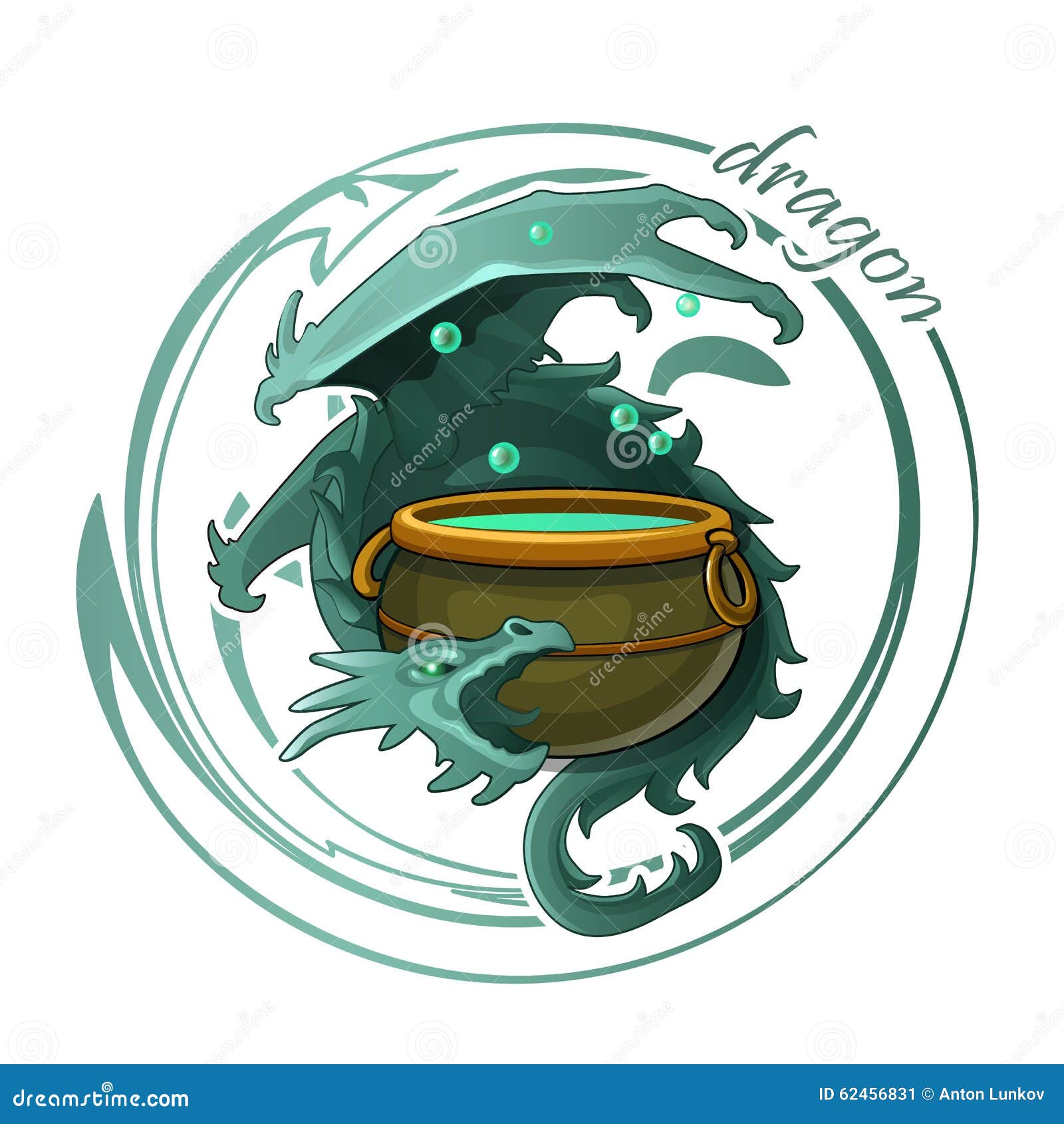 The Dragon Guards The Tower. Watercolor Illustration.Isolated On A ...