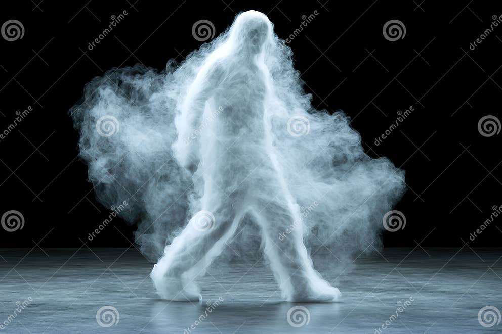 Ghostly Figure Emerging from Smoke Stock Illustration - Illustration of ...