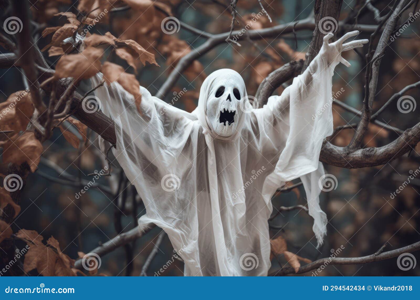 Ghost hanging from tree stock photo. Image of funny - 294542434