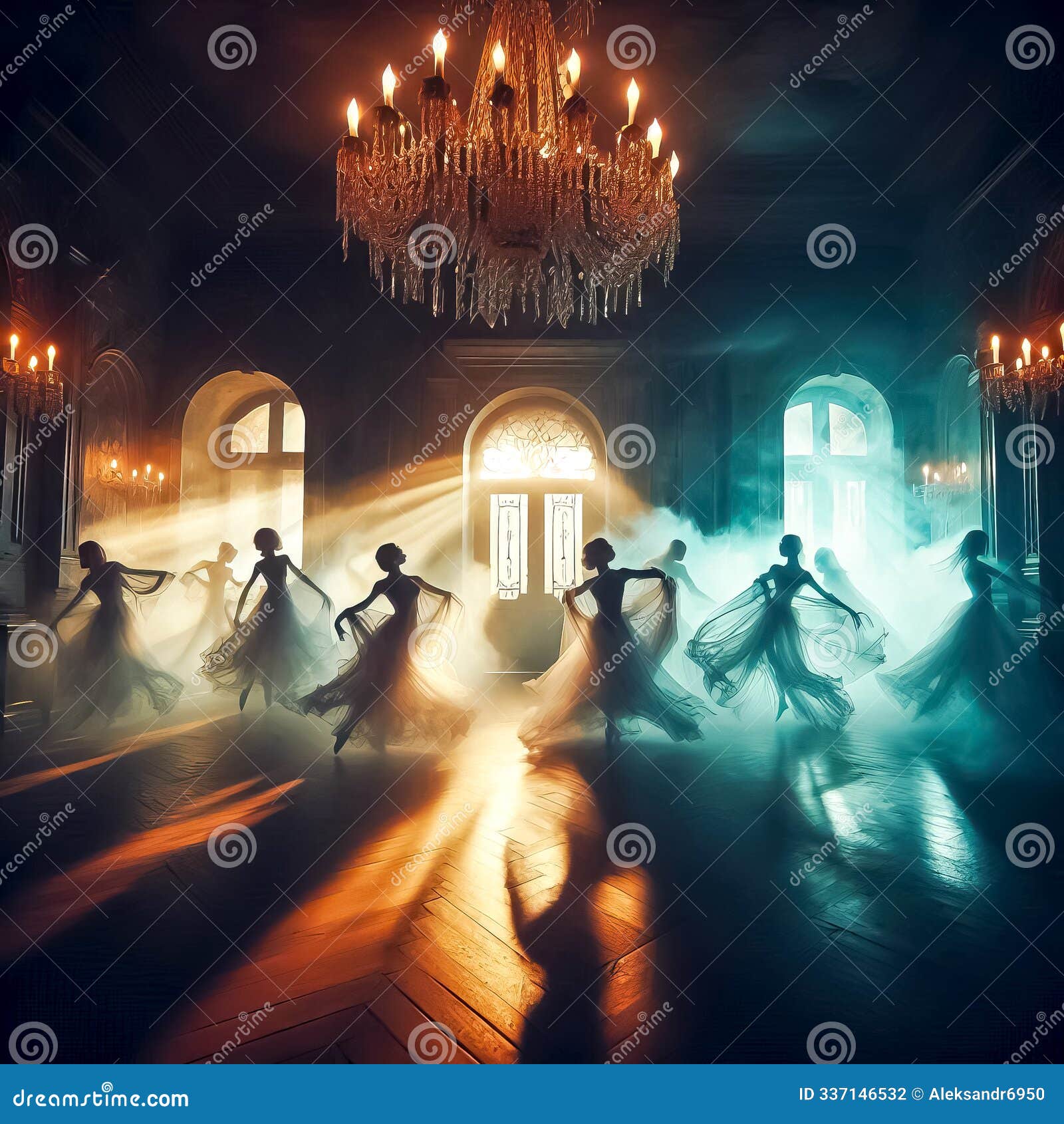 Ghostly Figures and Ghosts Gracefully Dance in a Large Ballroom ...