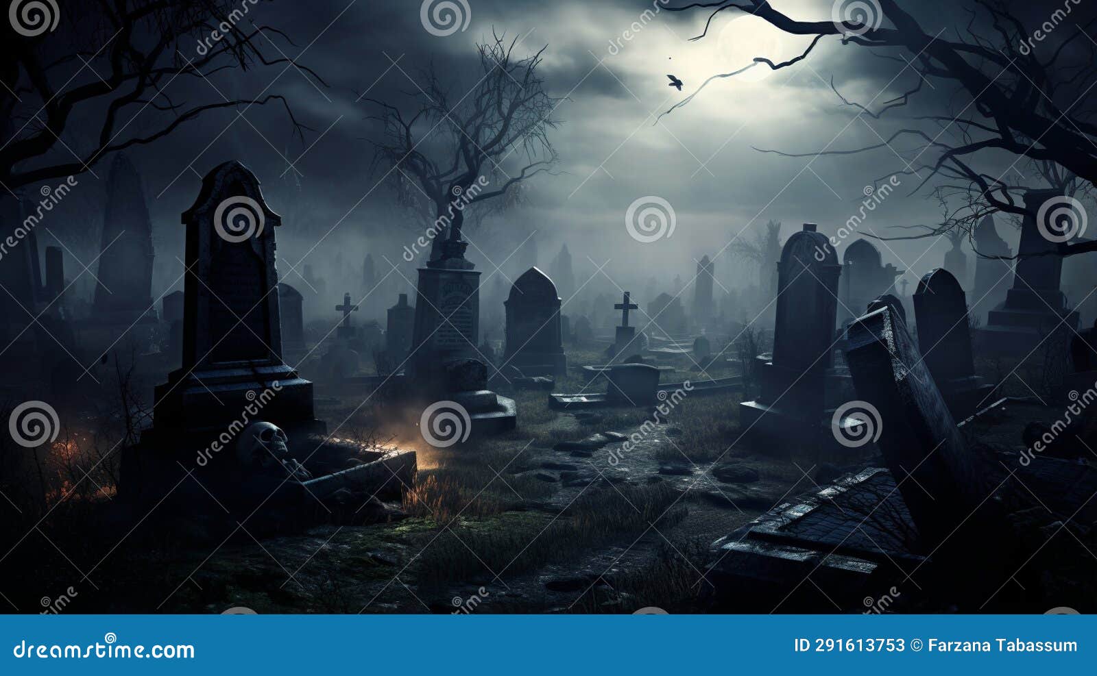 A Ghostly Graveyard with Mist Rolling Over the Tombstones HD Horror ...