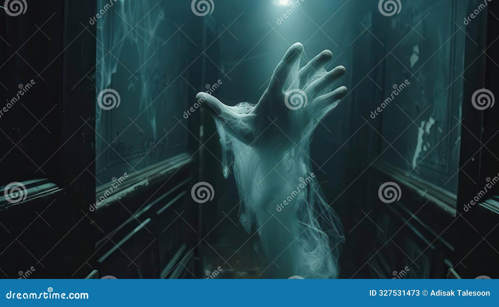 A Ghostly Hand Reaching Out from a Dark Corner Stock Illustration ...