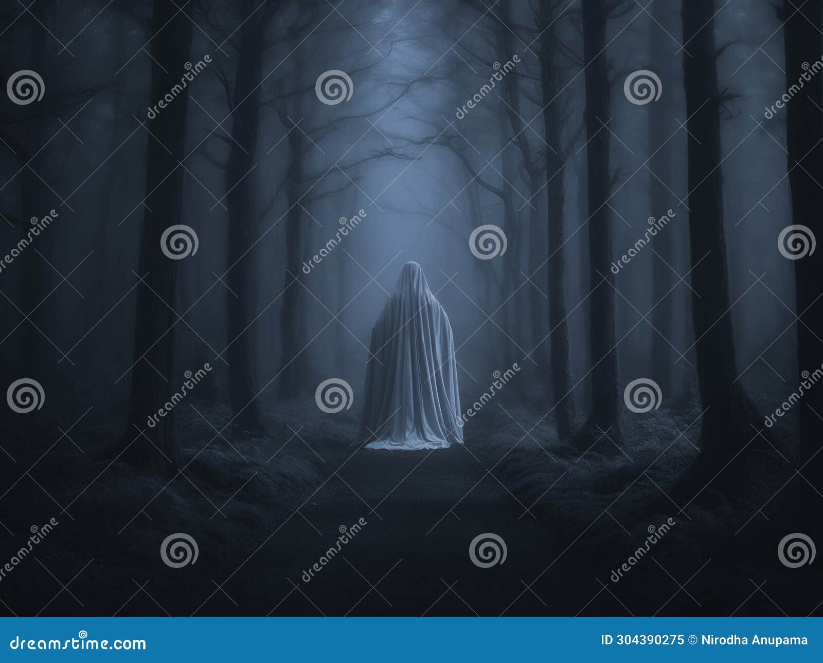 A Ghostly Looking Ghost Standing Alone in the Middle of the Misty ...