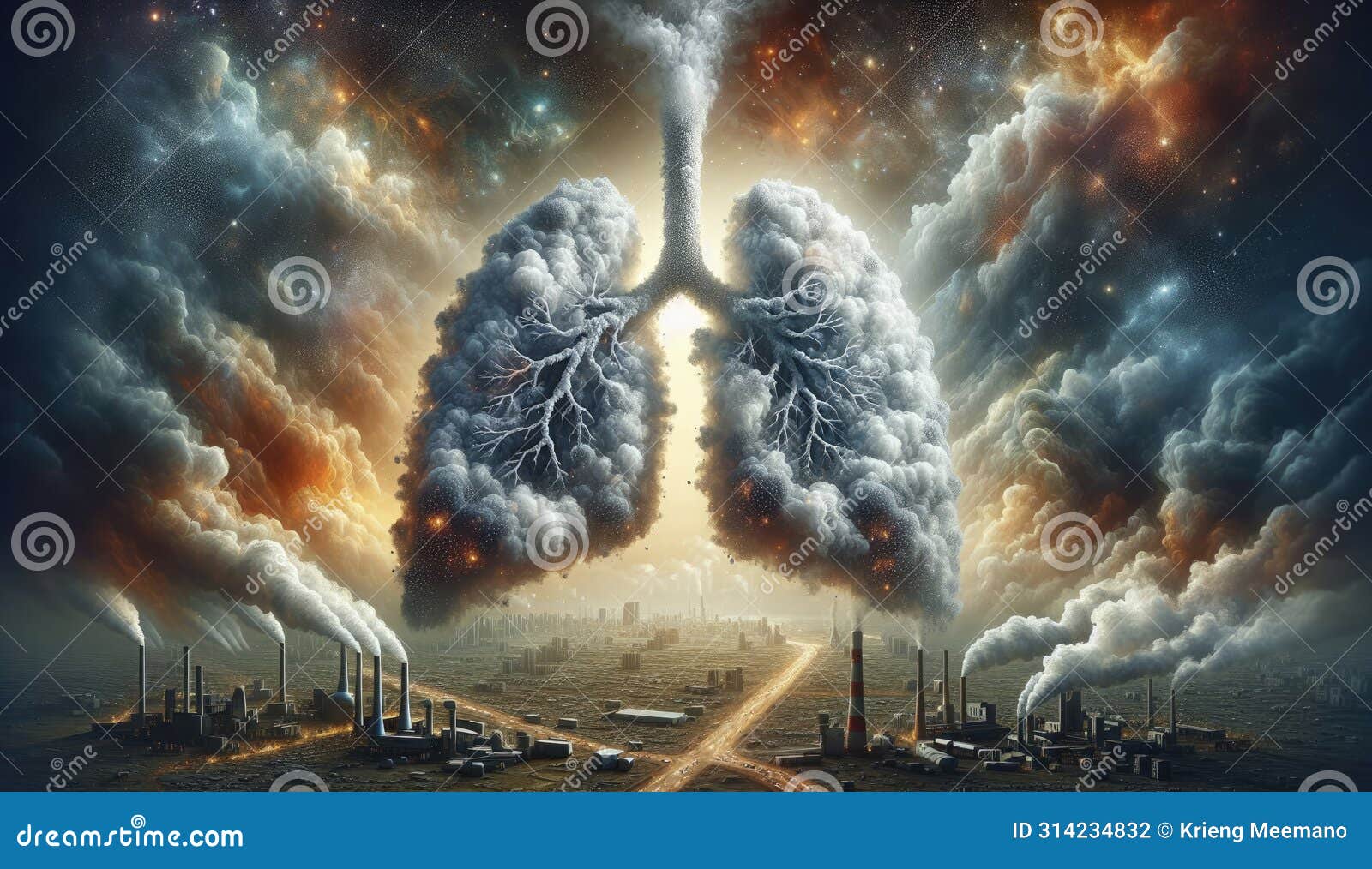 Ghostly, Lung Shaped Structure Formed by Airborne Pollutants Drifting ...