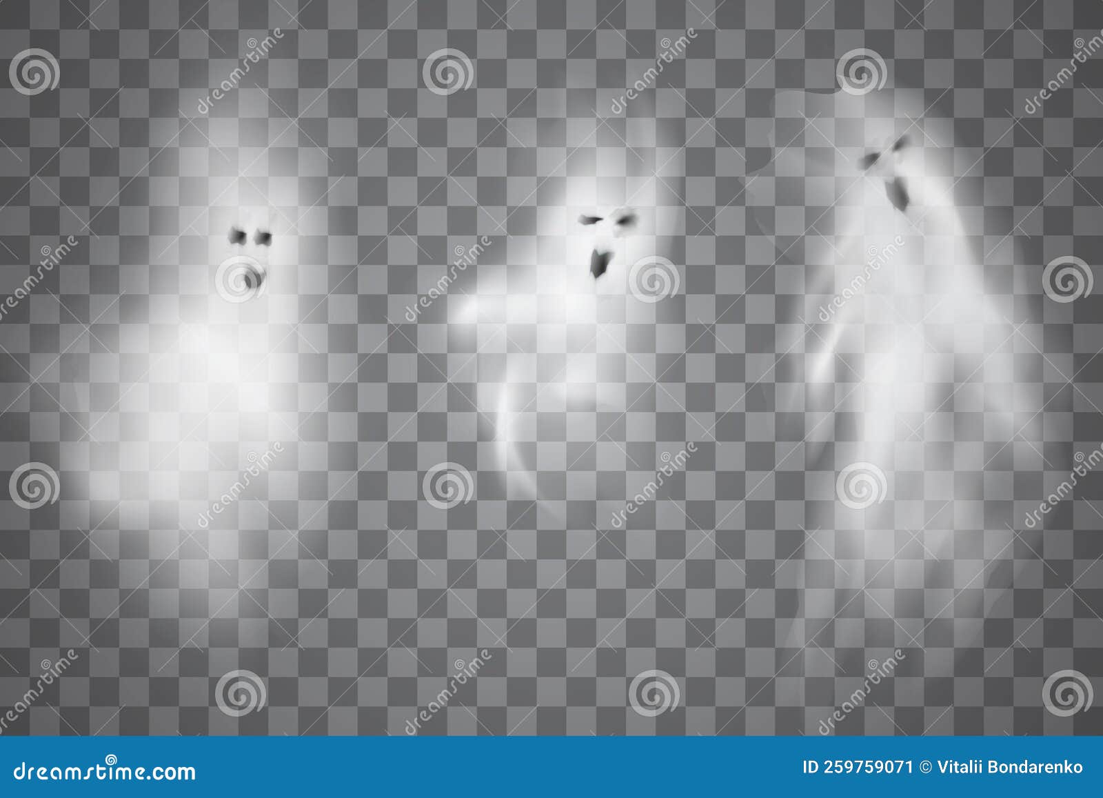Ghostly Phantom Fly Figures. a Set of Translucent Isolated Ghost.Vector ...
