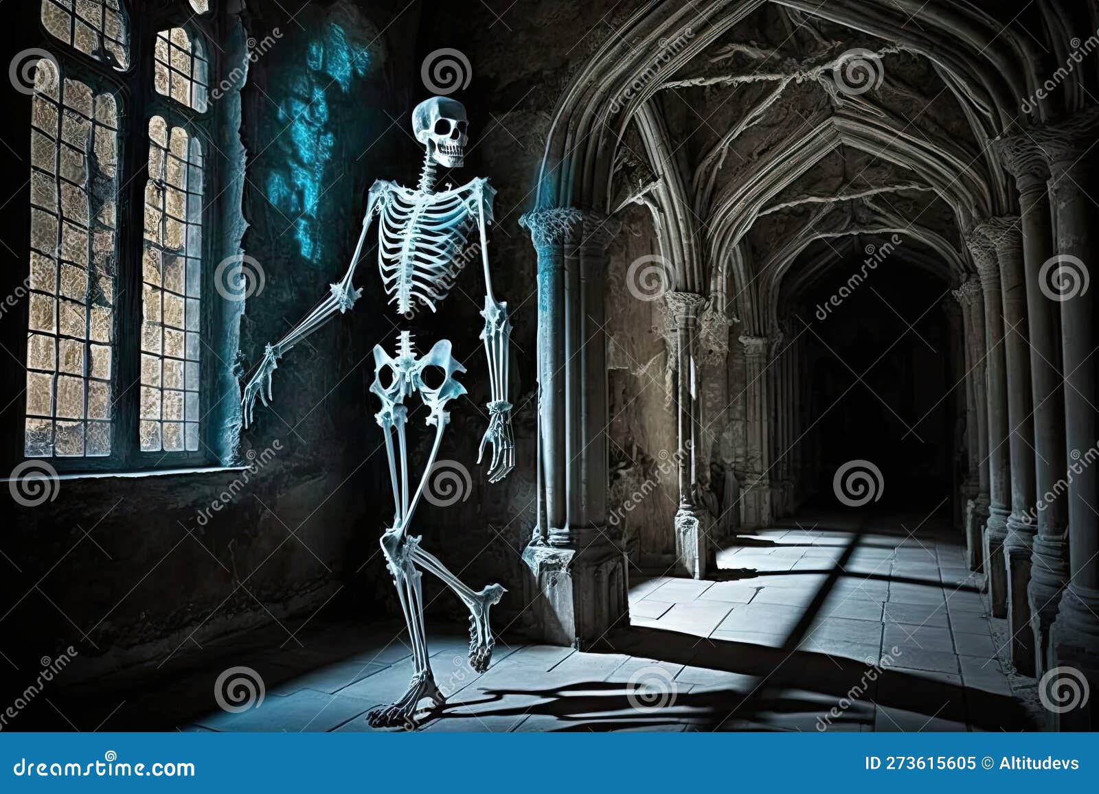 Ghostly Skeleton, Roaming the Halls of Old Castle, Bringing with it a ...