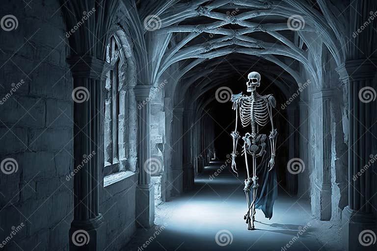 Ghostly Skeleton, Roaming the Halls of Old Castle, Bringing with it a ...