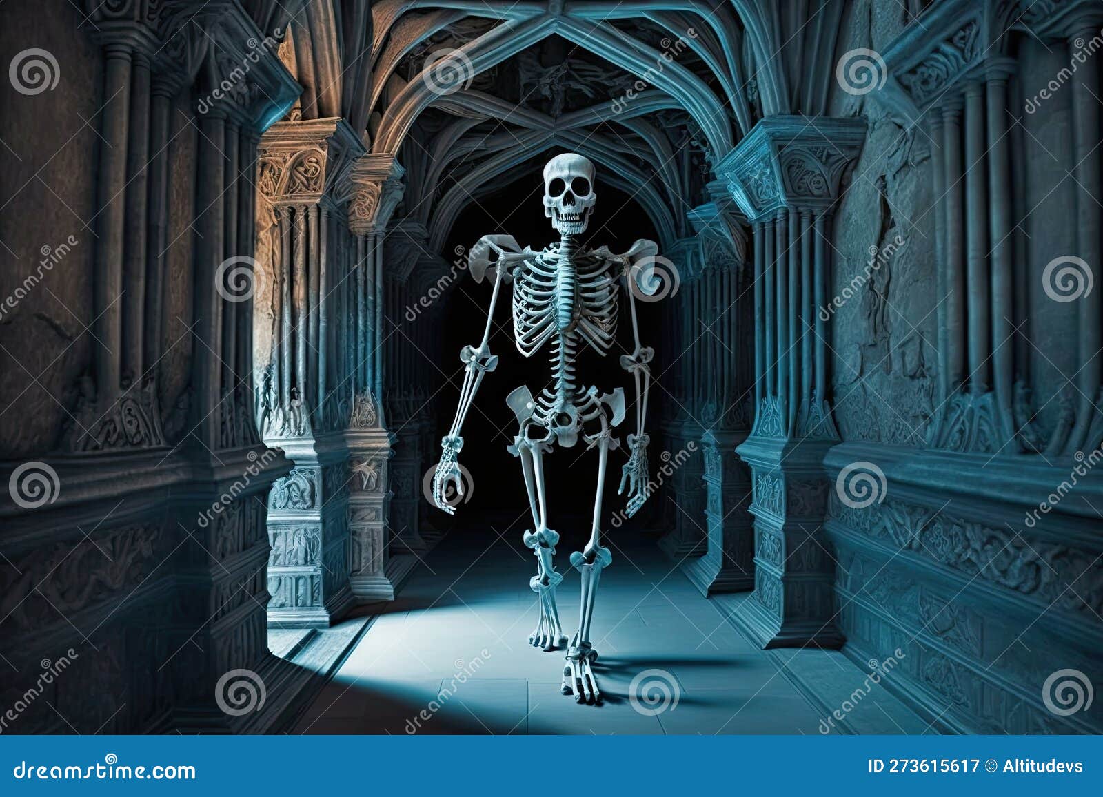 Ghostly Skeleton, Roaming the Halls of Old Castle, Bringing with it a ...