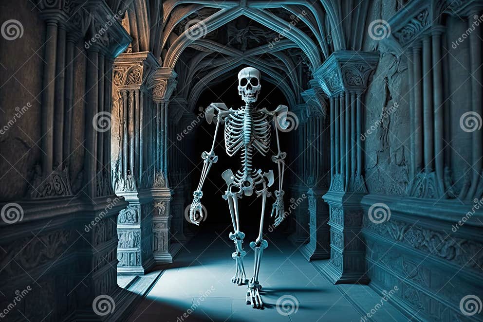 Ghostly Skeleton, Roaming the Halls of Old Castle, Bringing with it a ...