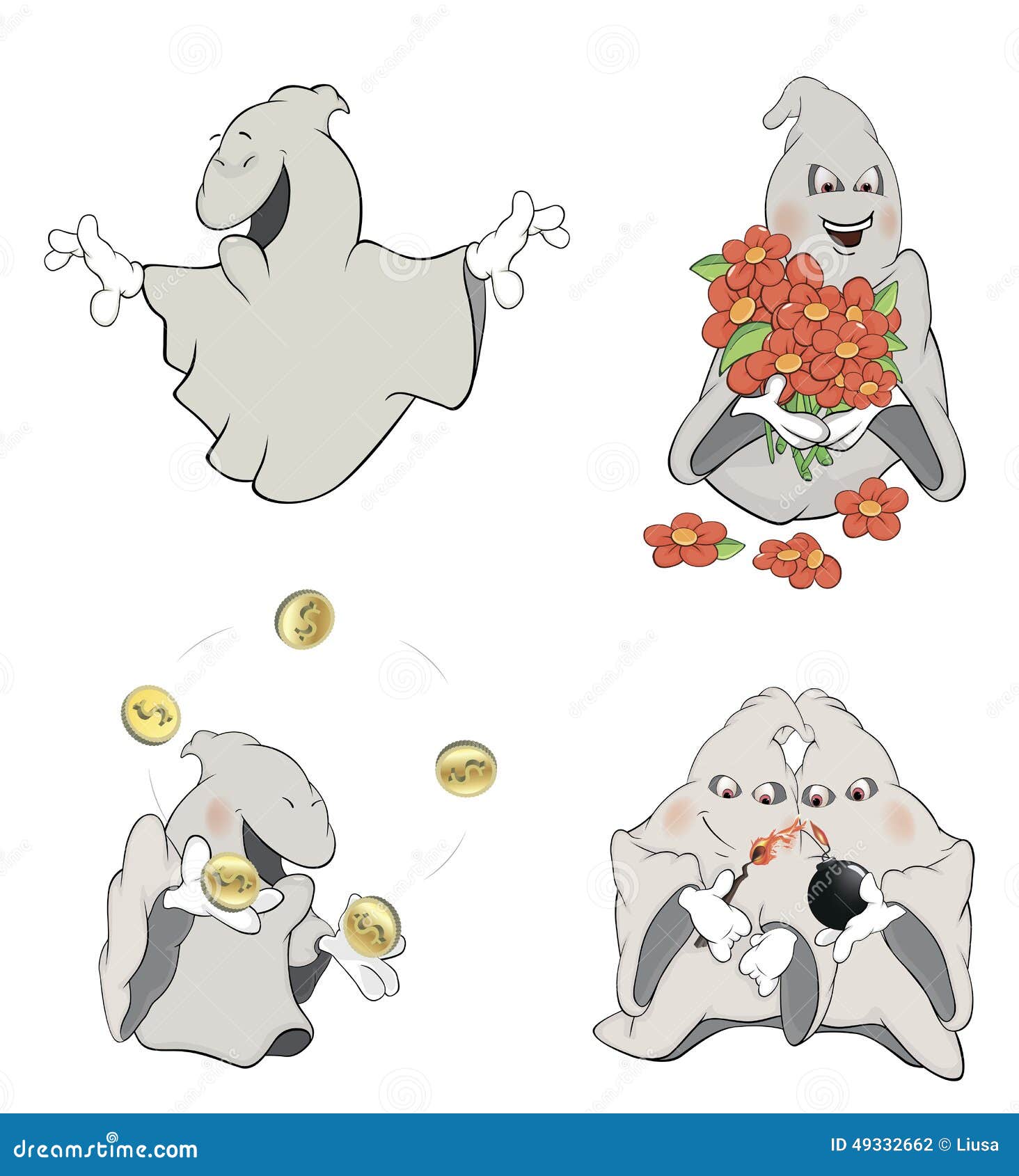 Ghosts Clip Art Cartoon Vector Illustration | CartoonDealer.com #49332662