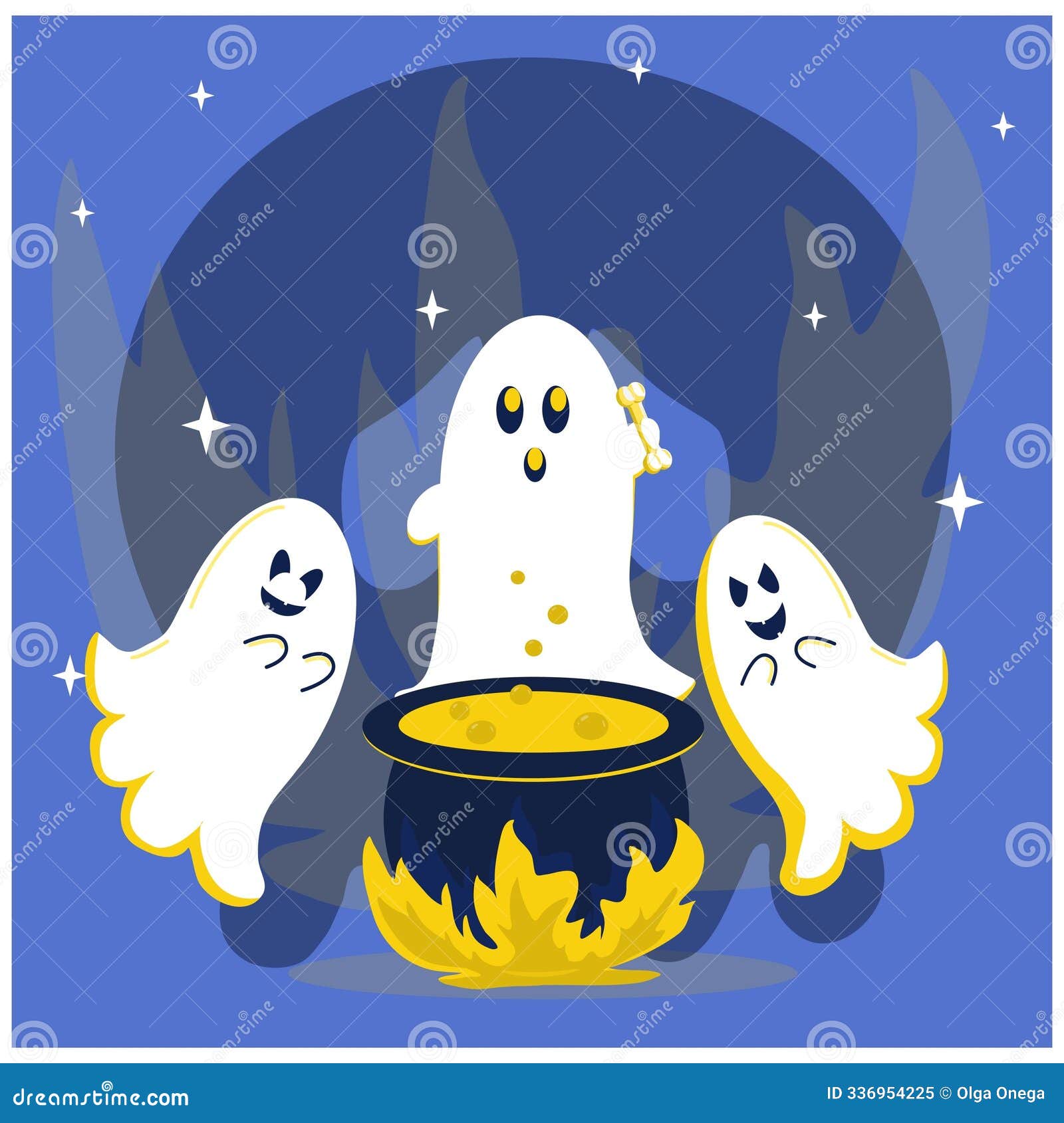With Ghosts Conjuring Over a Witchs Cauldron with Boiling Potion on ...