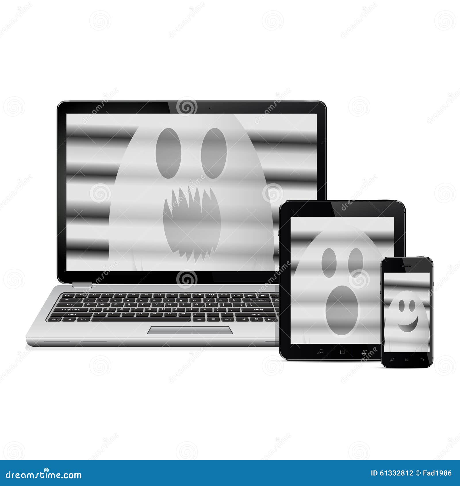 Ghosts on Digital Devices Screens Stock Illustration - Illustration of ...
