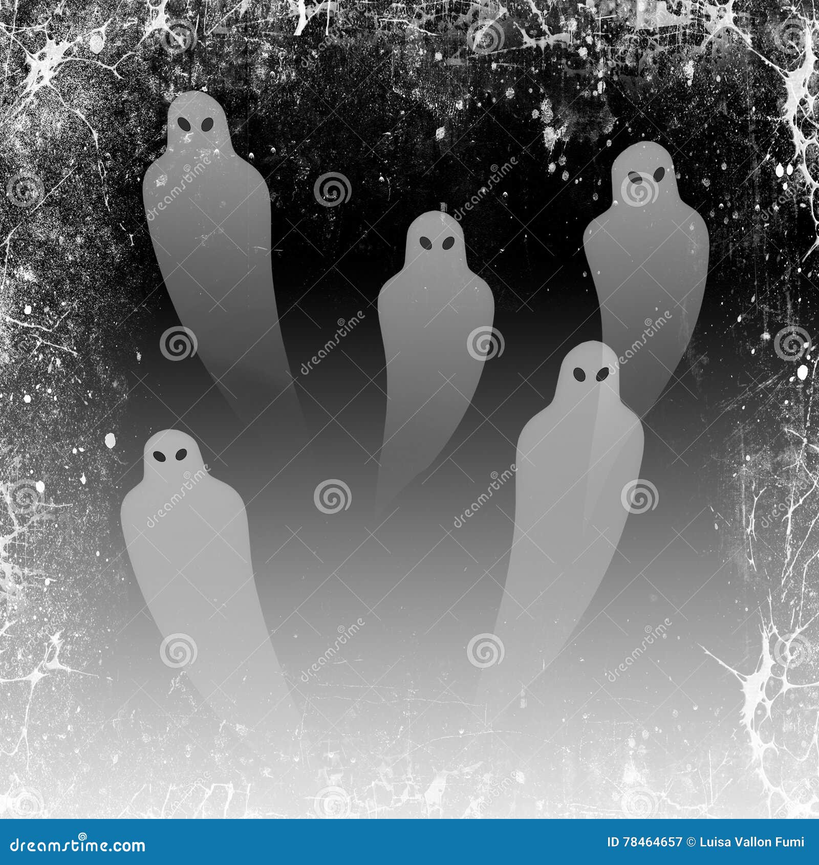 Ghosts in the Halloween Night, Grunge Frame Stock Illustration ...