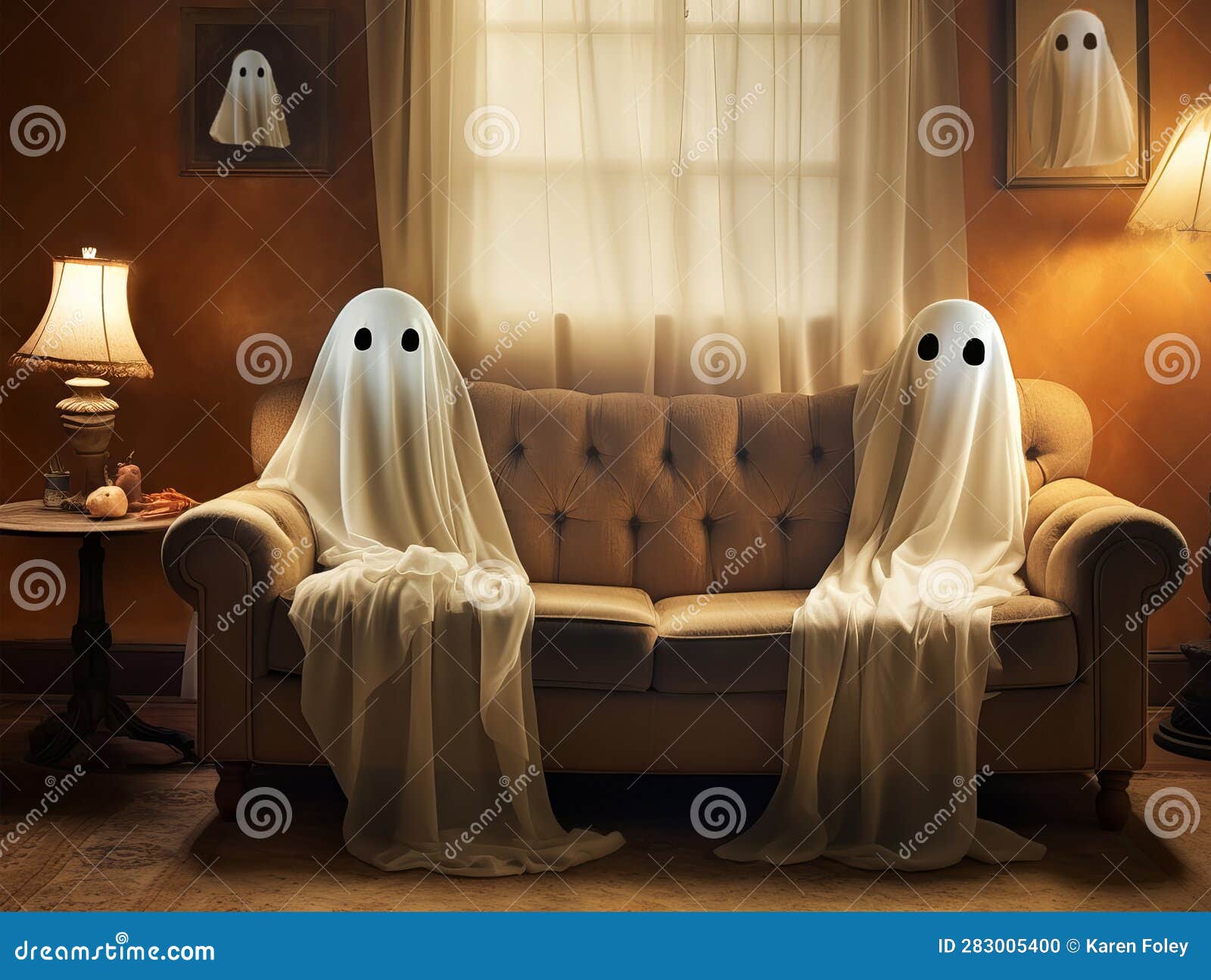 Ghosts in the living room stock illustration. Illustration of ghost ...